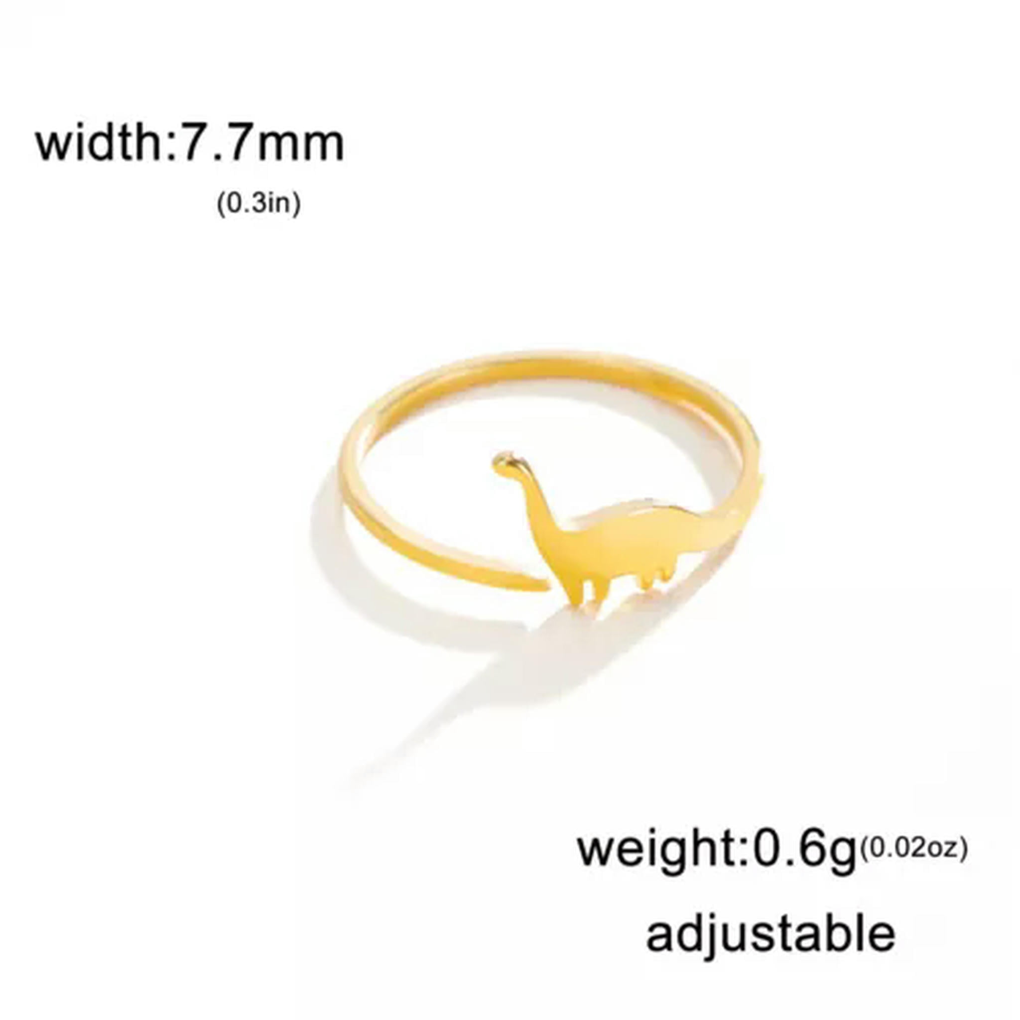 Nololo Cute Dinosaur Shaped Rings Adjustable Animal Stainless Steel ...