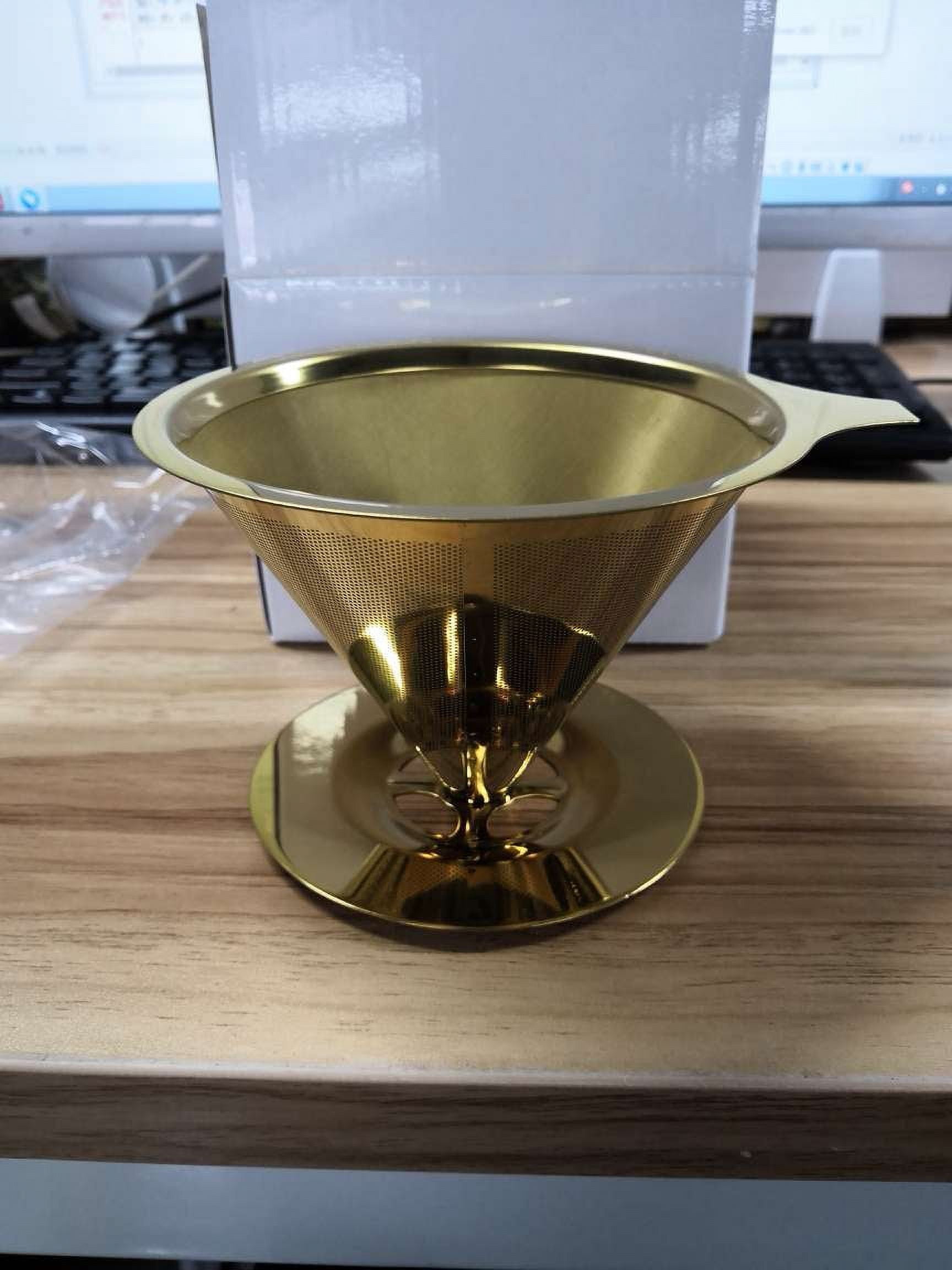 Nololo DEWIN Coffee Dripper Filter, Stainless Steel Titanium Gold Pour ...