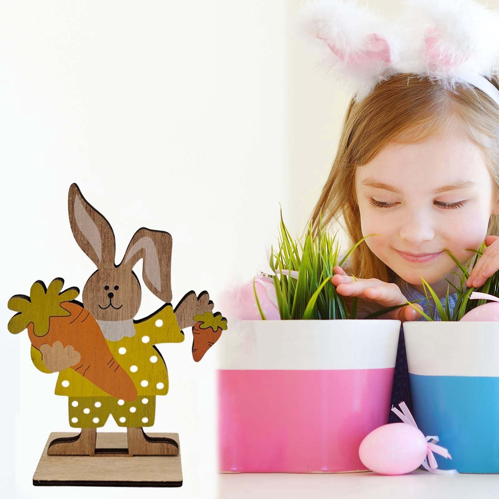 Nololo Easter Bunny Decorations Wooden Bunny Spring Decorations Style ...