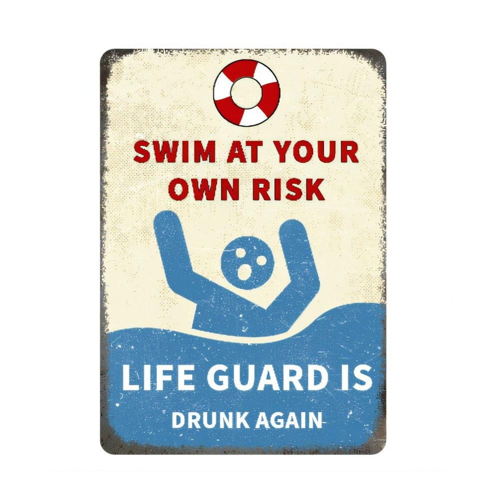 Nololo Funny Swimming Pool Warning Sign Pool Posters For Garage Shop ...