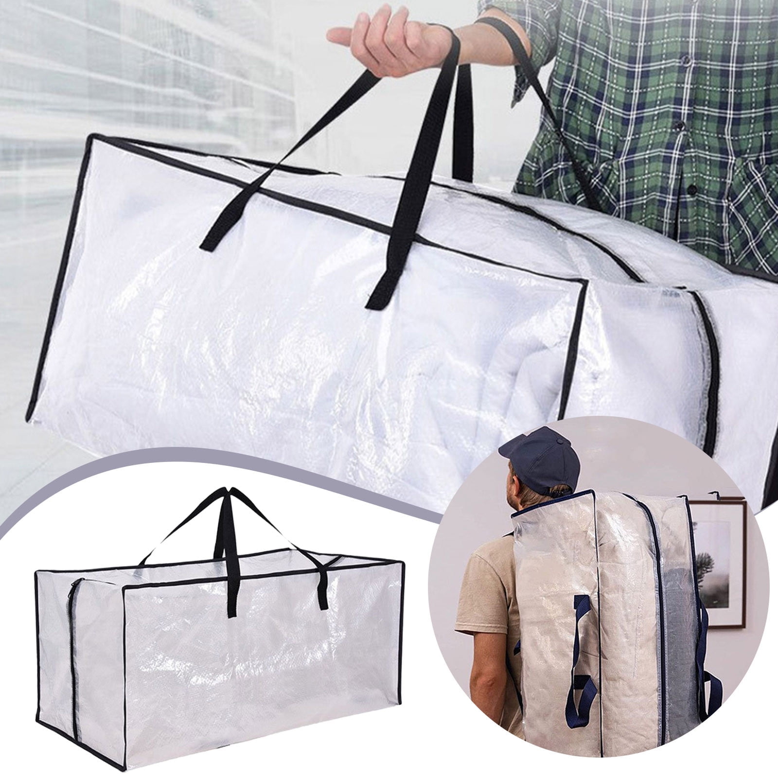Nololo Heavy Duty Extra Large Clear Moving Bags W/ Backpack Straps ...