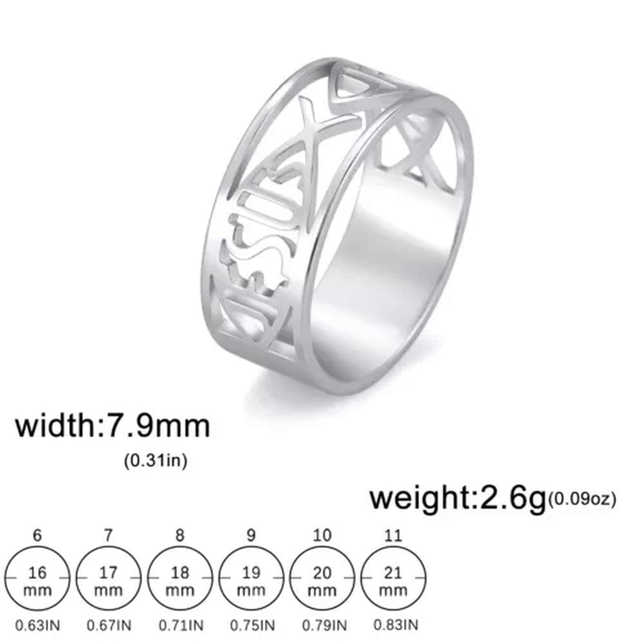 Nololo Jesus Fish Ring Men Women Stainless Steel Rings Religious ...