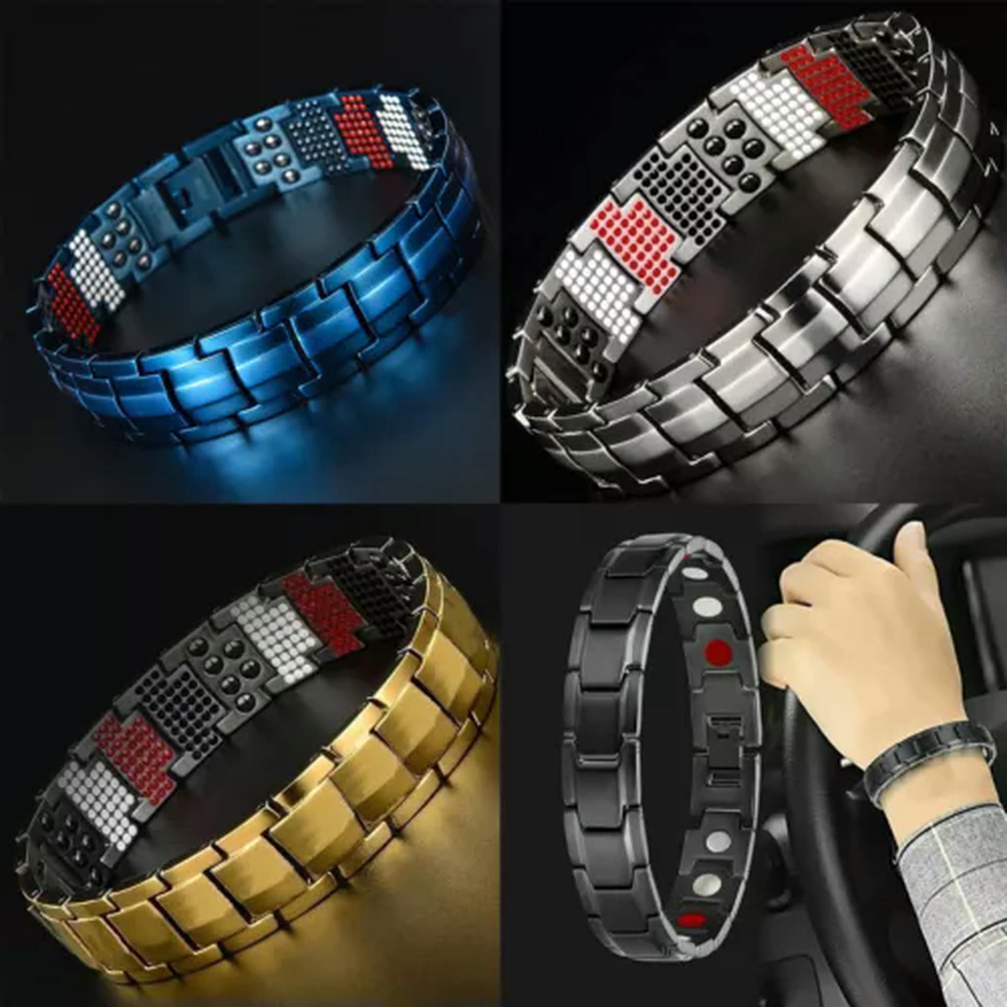 Nololo Magnetic Titanium Steel Bracelets Pain Relief Arthritis Carpal ...