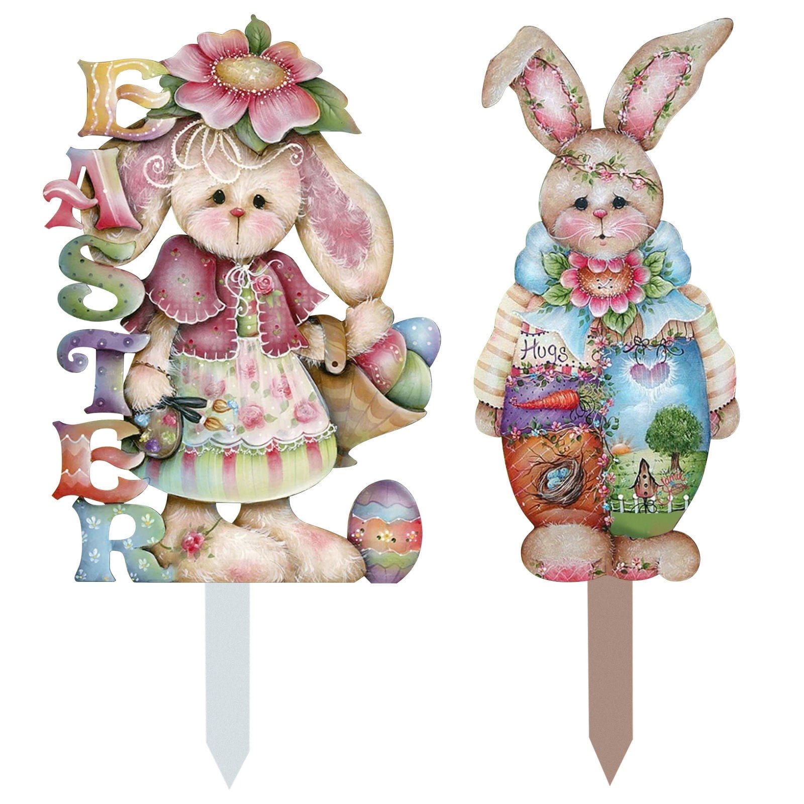 Nololo Metal Easter Bunny Garden Stake Decorative Rabbit Yard Sign ...