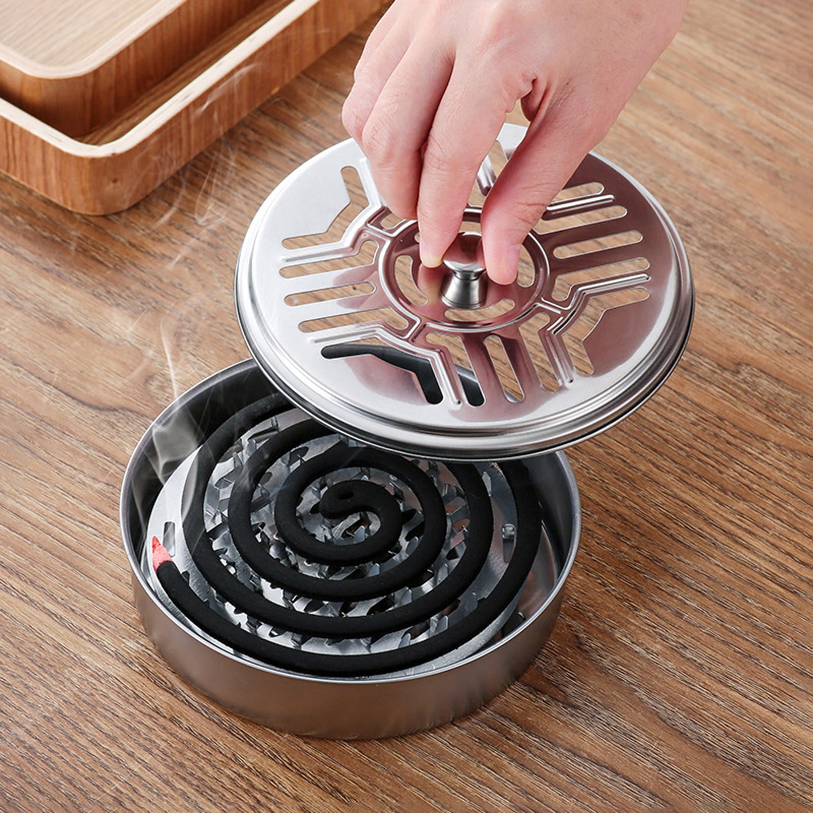 Nololo Mosq Uito Coil Tray Fireproof Stainless Steel Mosq Uito Coil Box ...