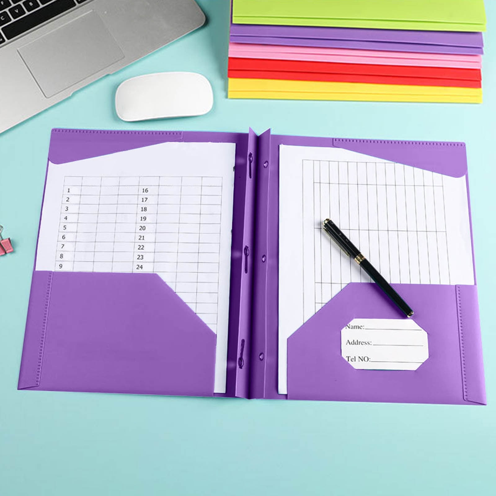 Nololo Plastic Folders with Clear Front Pockets Heavy Duty File Folders ...