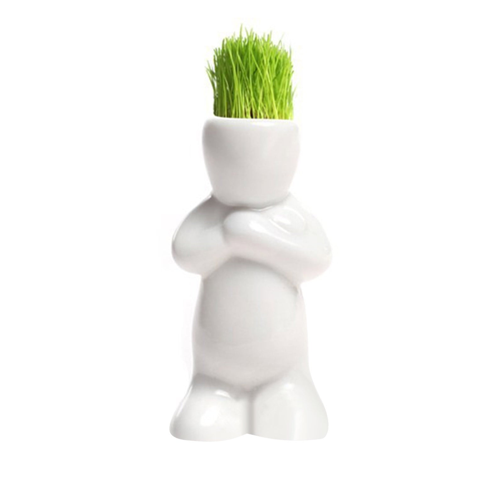 Nololo Room Decor,Mini Bonsai Head Grass Hair White Ceramic Plant ...