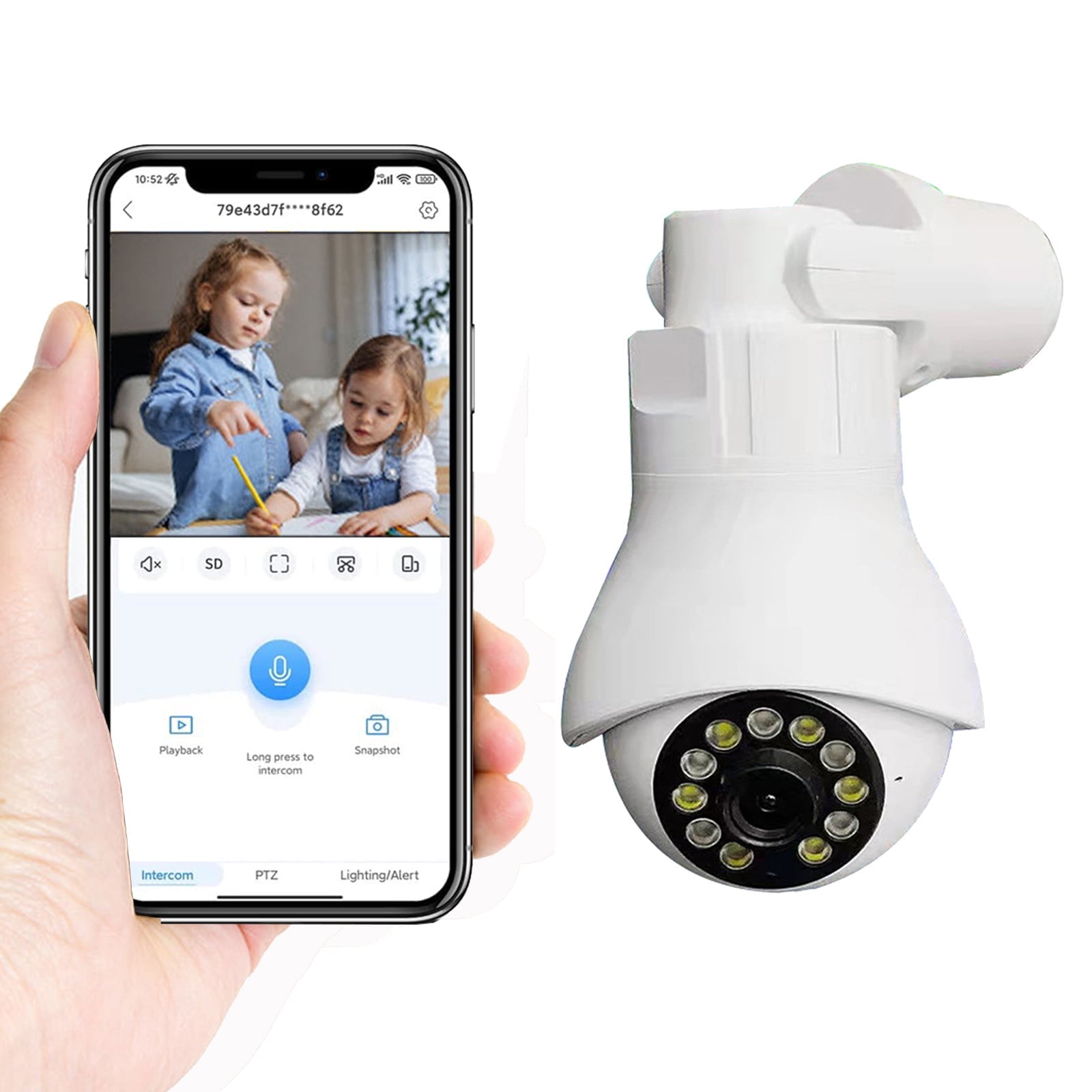 Nololo Security Camera Panoramic PTZ HD Camera 360° Wifi Wireless 1080P ...