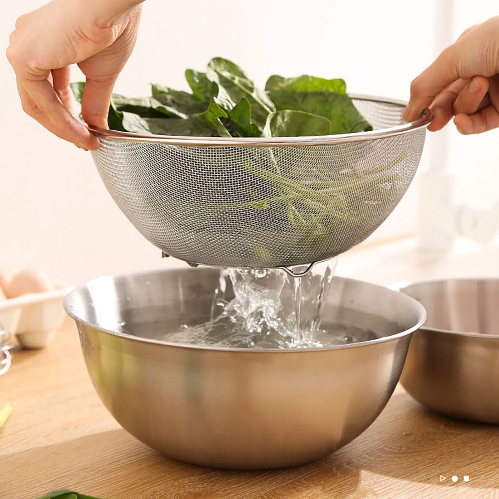 Nololo Stainless Steel Basin Set With Scale Salad Basin Fruit Basket ...