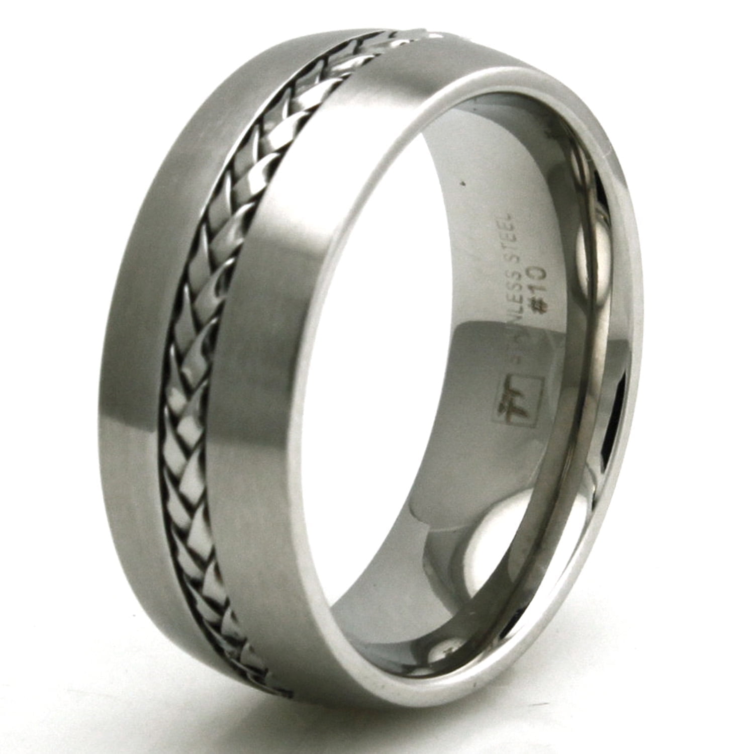 Nololo Stainless Steel Braided Knot Inlay Wedding Band Ring - Walmart.com