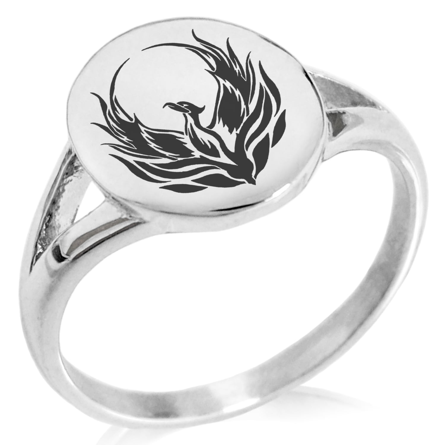Nololo Stainless Steel Greek Mythology Phoenix Minimalist Oval Top ...