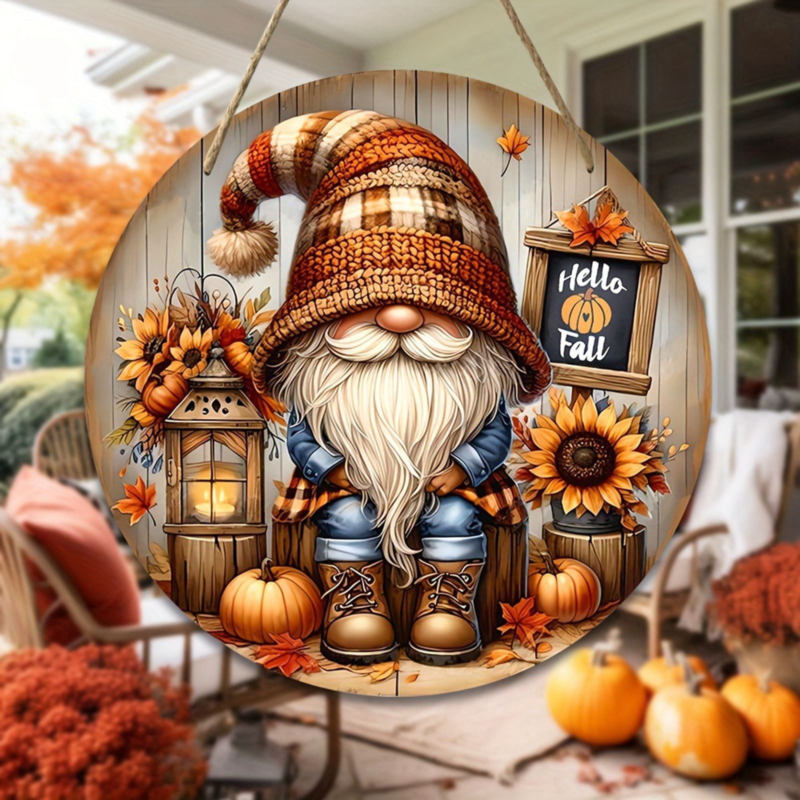 Nololo Thanksgiving Gnome Welcome Door Sign Gnomes Fall Pumpkin Hanging ...