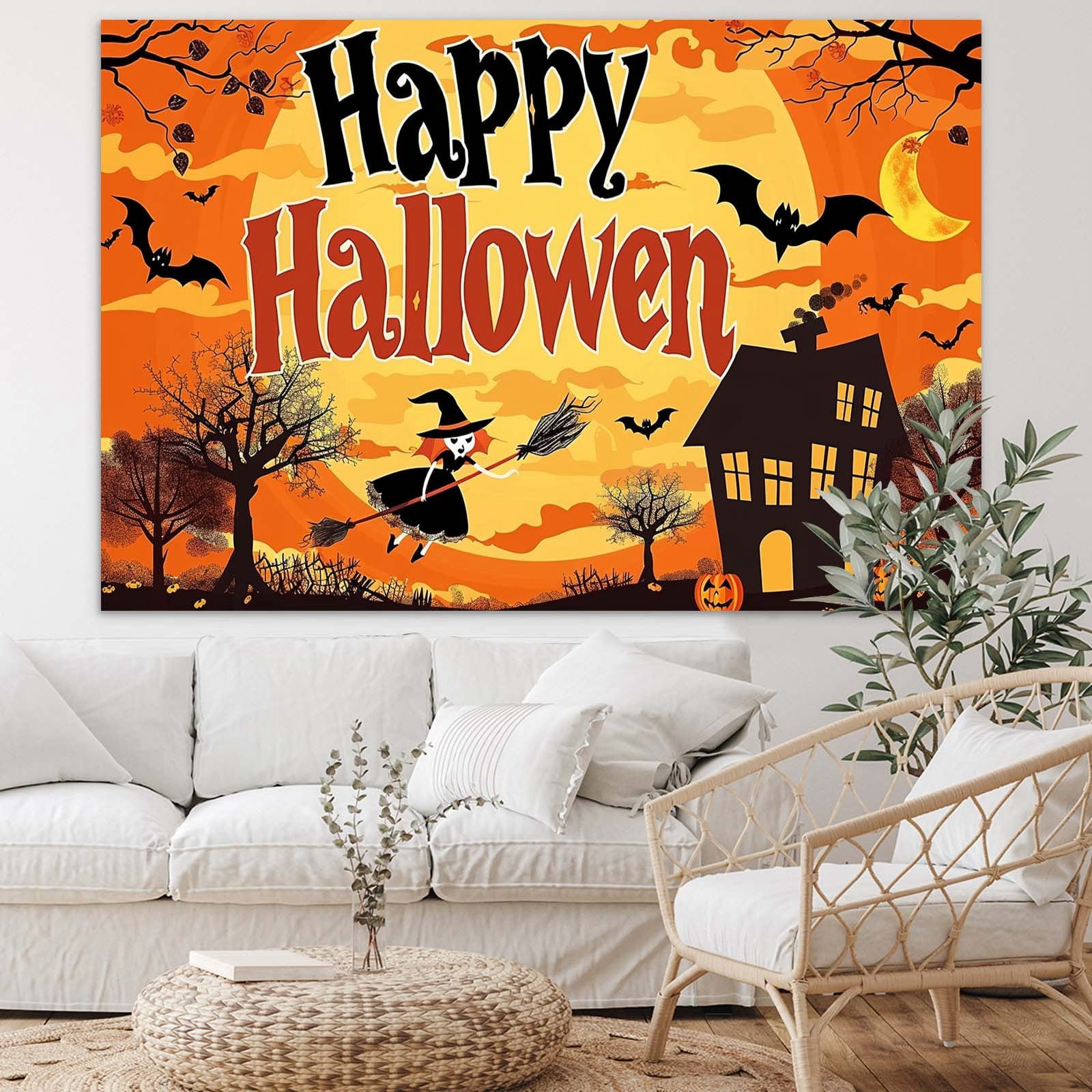 Nololo Theme Fabric Logo Poster Banner Background Hanging Pumpkin Bat ...