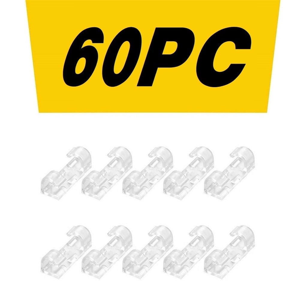 Nololo Transparent 60Pc Self-Adhesive Desktop Cable Organizer Fixing ...