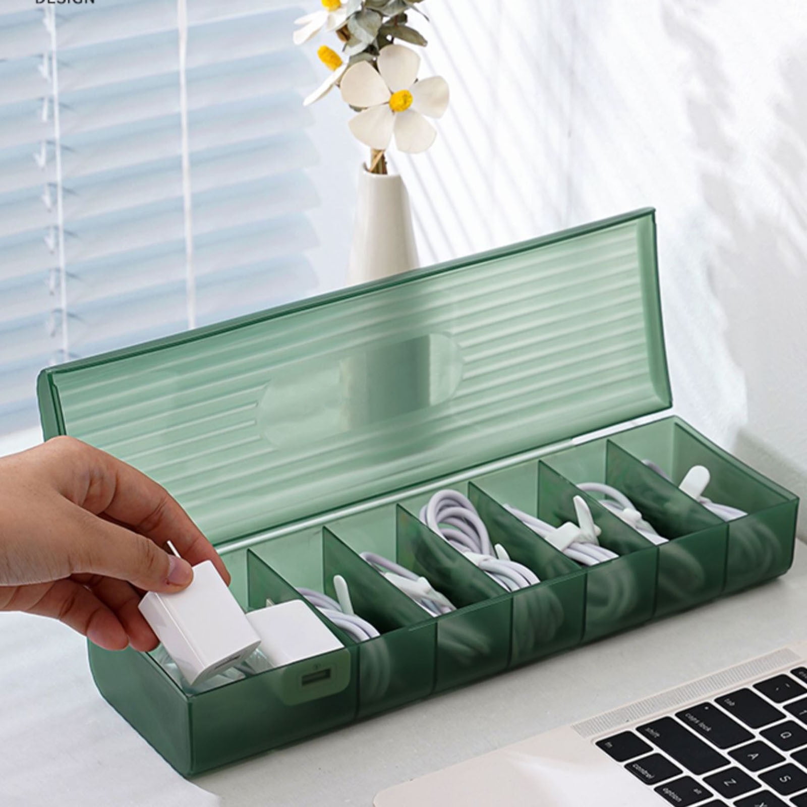 Nololo Transparent Cable Management Box Wire Storage Container Desk ...