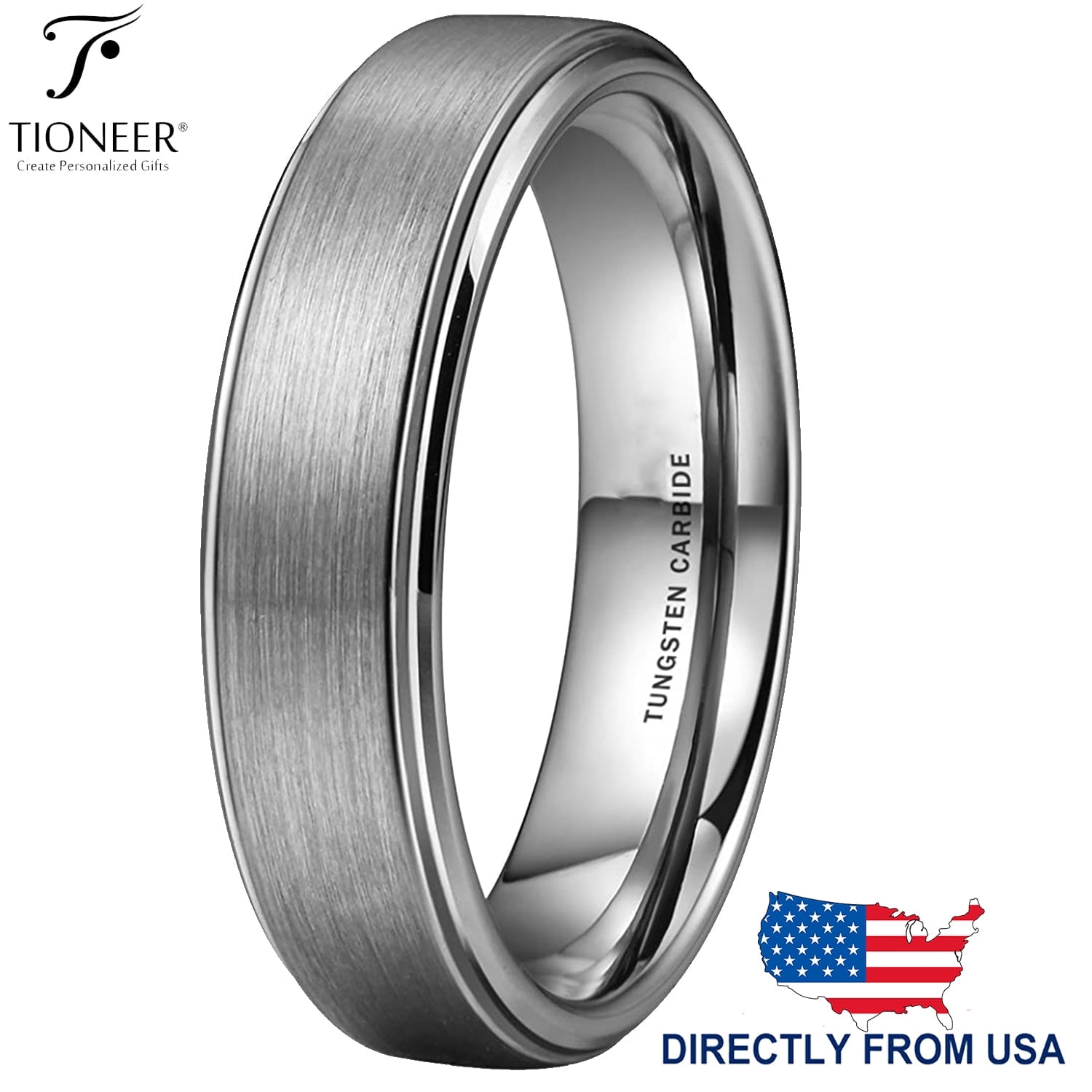 Nololo Tungsten Carbide6mmPipe Cut Brushed Center Polished Bevel Edges ...