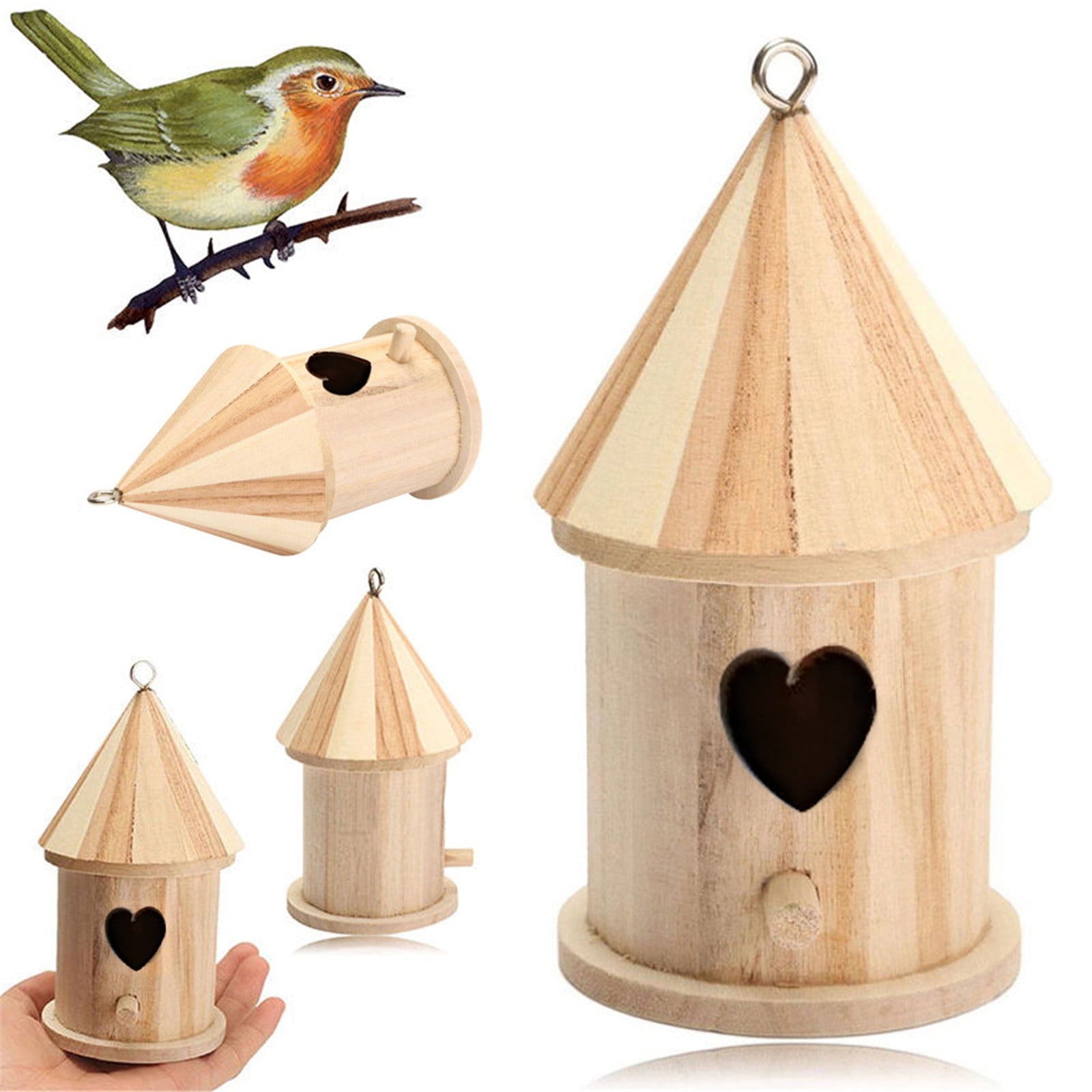 Nololo Wall-mounted Wooden Outdoor House Bird House Bird Box Wooden Box ...