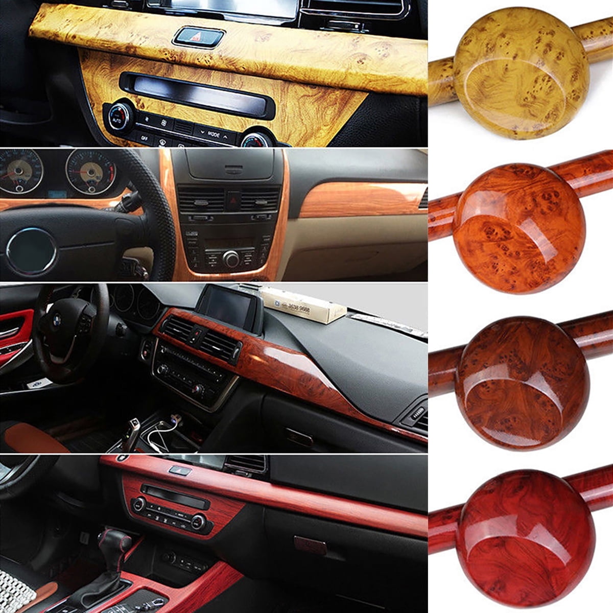 Nololo Waterproof Wood Grain PVC Car Decorative Film, 30cm x 100cm ...