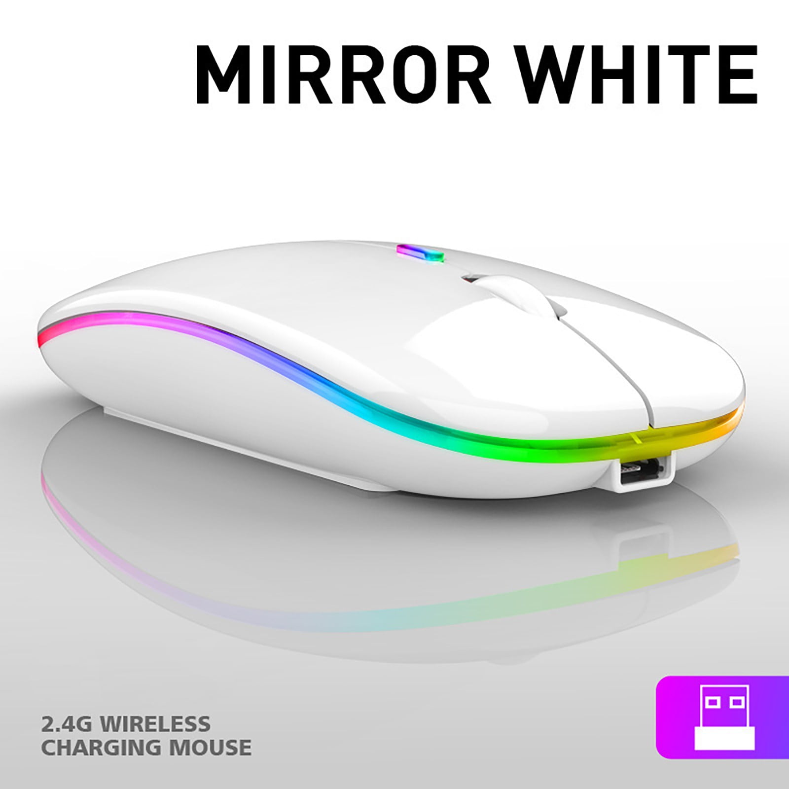 Nololo Wireless Rechargeable LED Lighted Mouse, Silent 2.4GHz Wireless ...