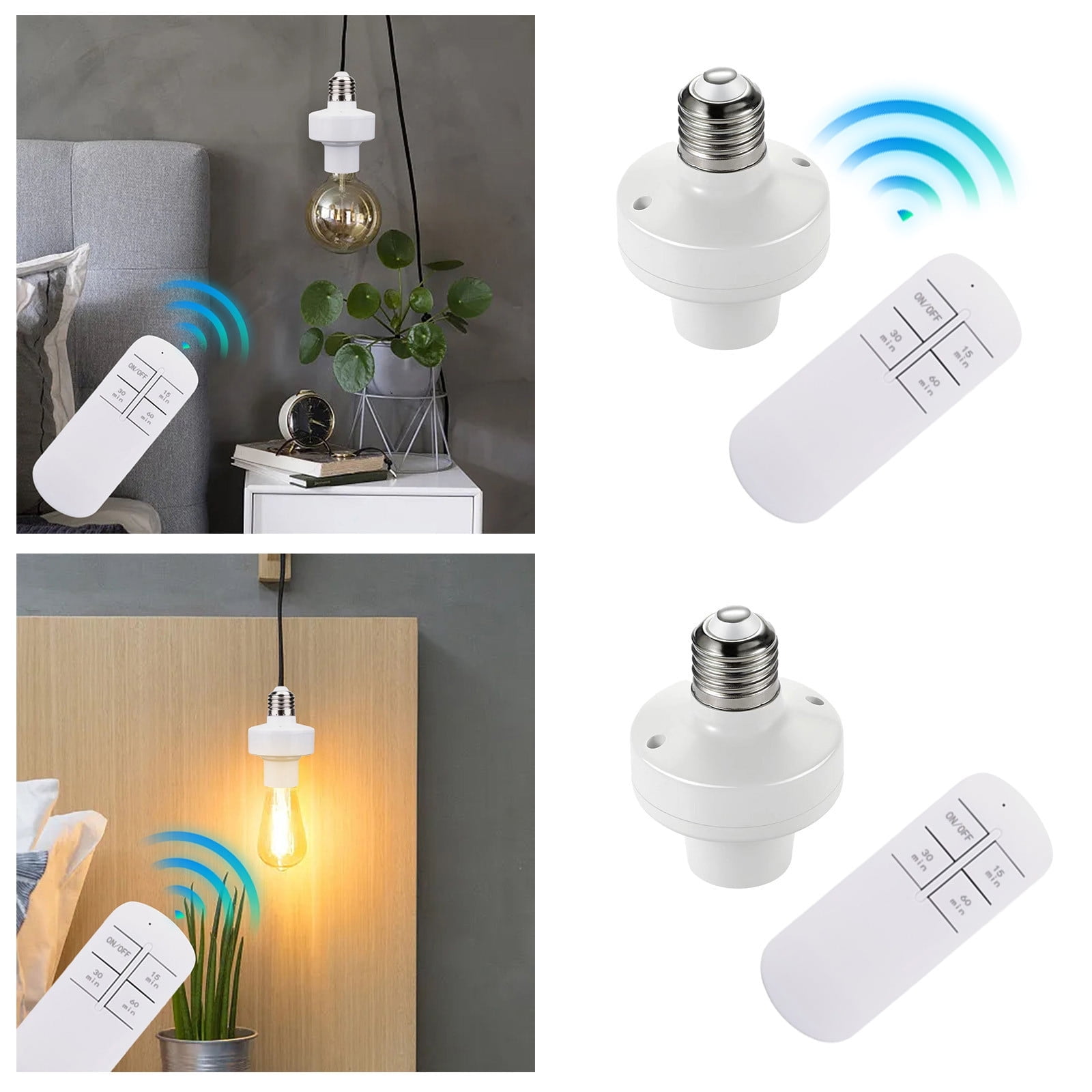 Nololo Wireless Remote Control Light Lamp E27 Screw Bulb Base Lamp ...