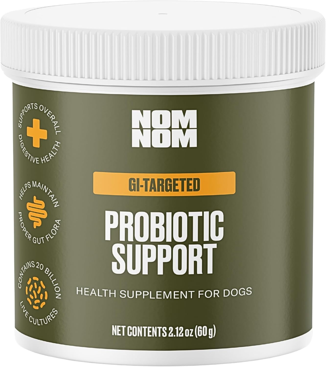 Nom Nom Dog GI-Targeted Probiotic Support - with Prebiotic Fiber, Inulin, and Saccharomyces ...