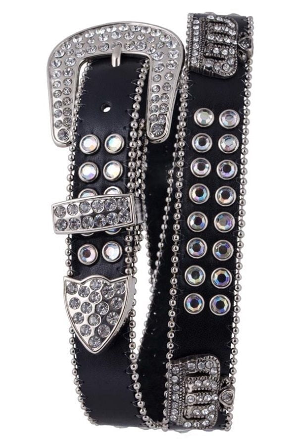 Nomad Creek Crown Rhinestone Studded Leather Belt - Walmart.com
