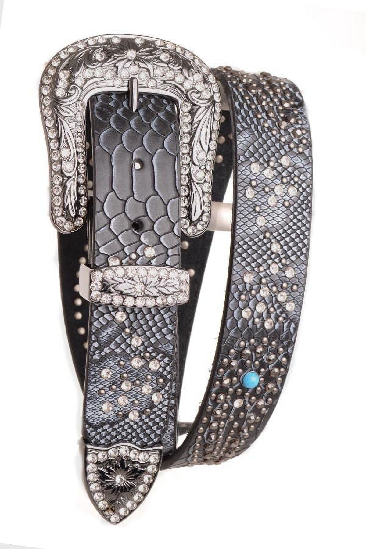 Nomad Creek Women's Rhinestone Studded Feather Leather Belt - Walmart.com