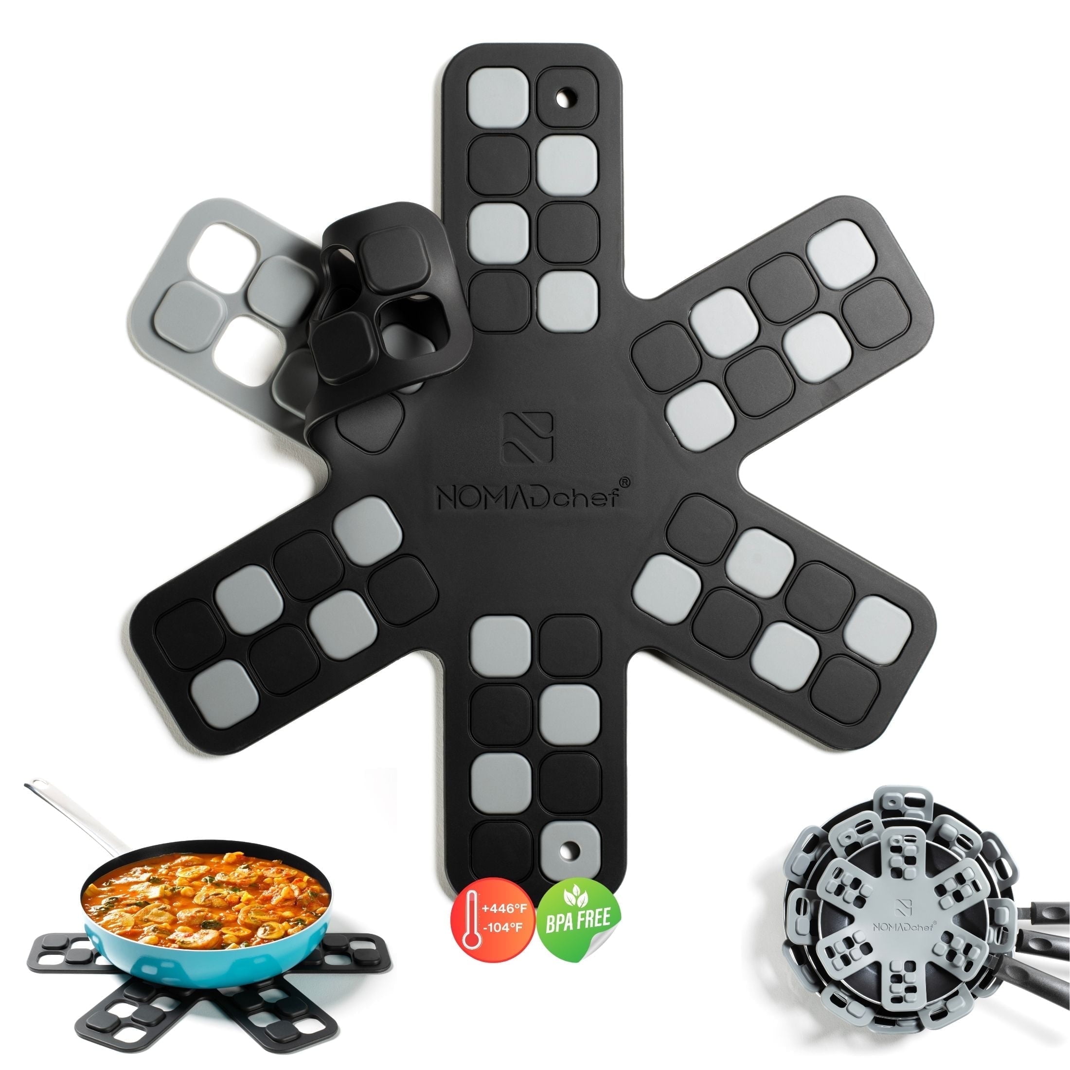 Nomadchef: Dual-Use Silicone Pan Protectors for Stacking & Trivets for ...