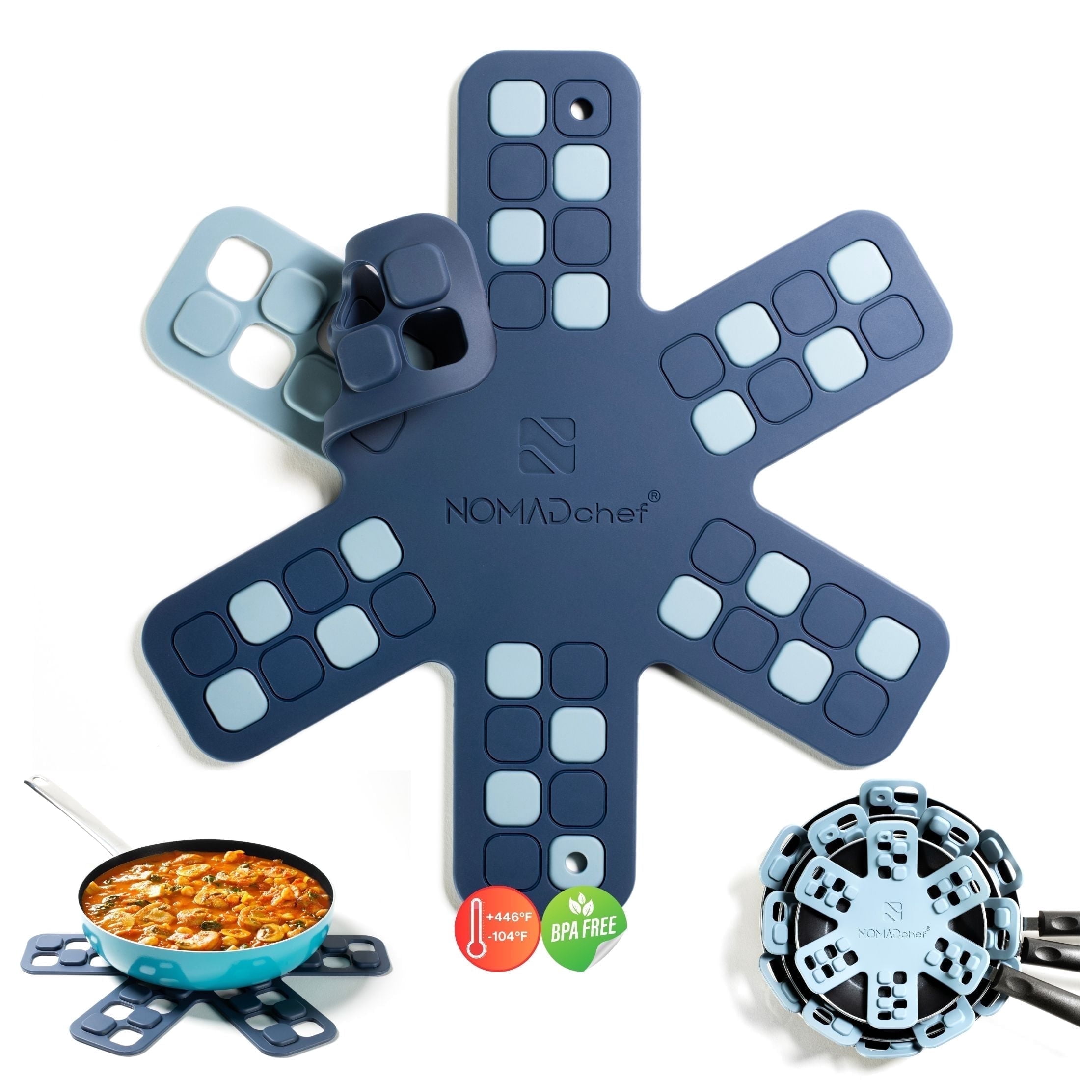 Nomadchef: Dual-Use Silicone Pan Protectors for Stacking & Trivets for ...