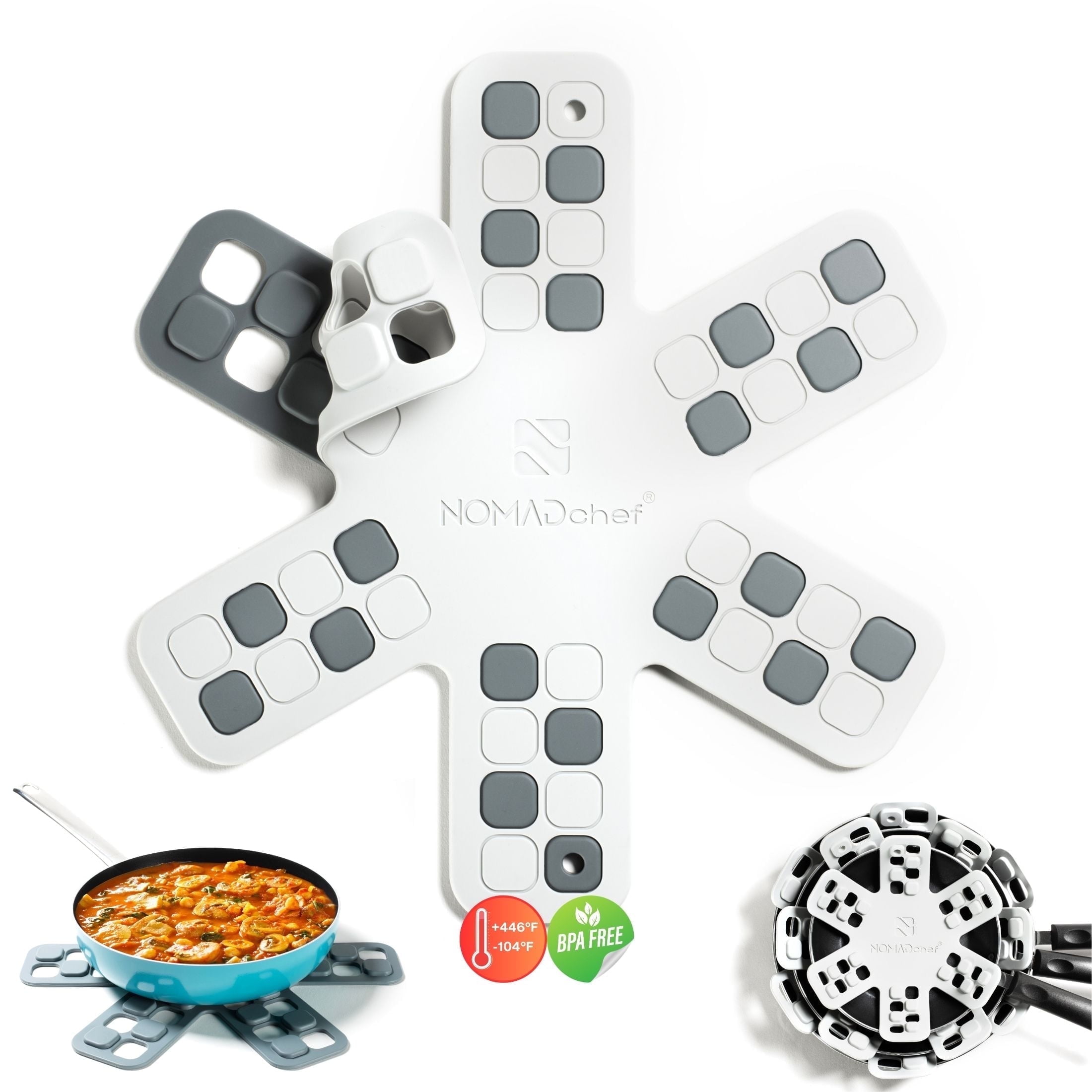 Nomadchef: Dual-Use Silicone Pan Protectors for Stacking & Trivets for ...
