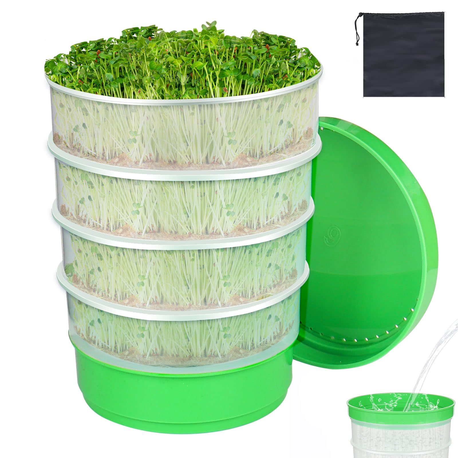 Nomanak Seed Sprouting Kit - 4-Tier ITL1 Stackable Seed Sprouter Trays ...
