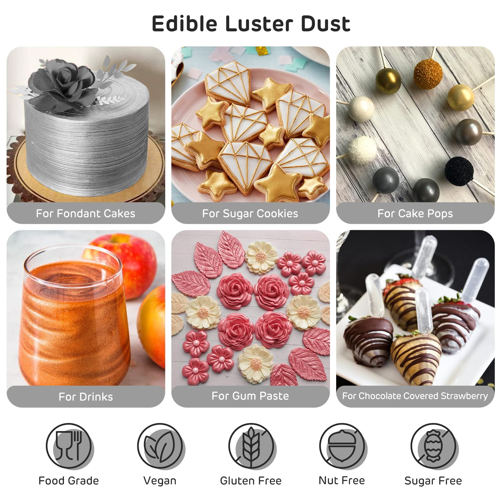 Nomeca Edible Luster TWE5 Dust, 8 Grams Food Grade Gold Cake Dust ...