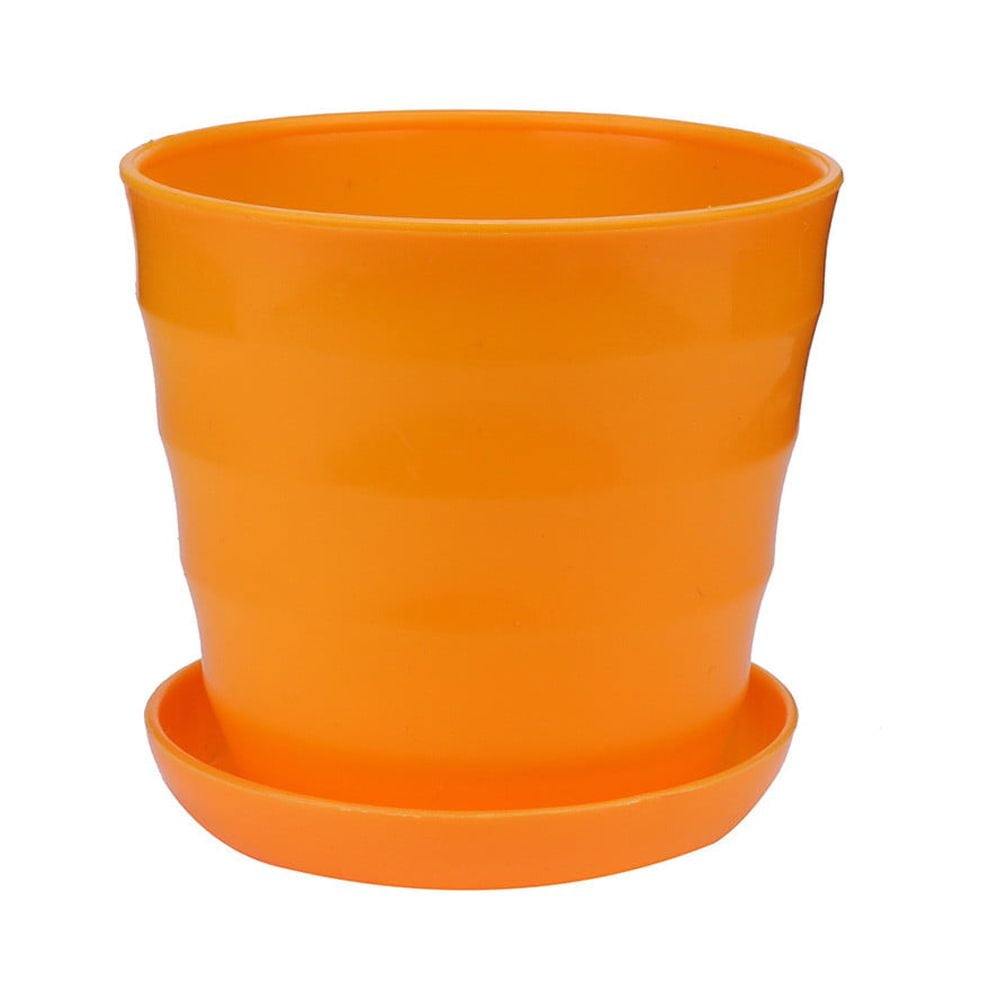 Nomeni 21504 20cm x 20cm x 17cm Round Orange Plastic Plant Pot with ...