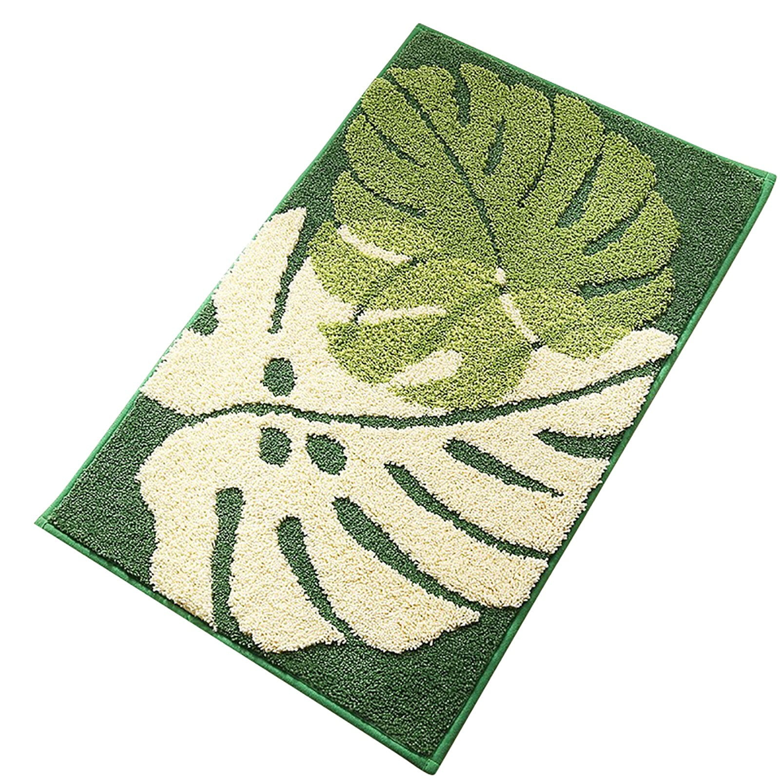 Nomeni Bathroom Rugs , Leaf Pattern Bathroom Toilet Waterproof Microfiber Bath Mat Non-Slip Foot ...