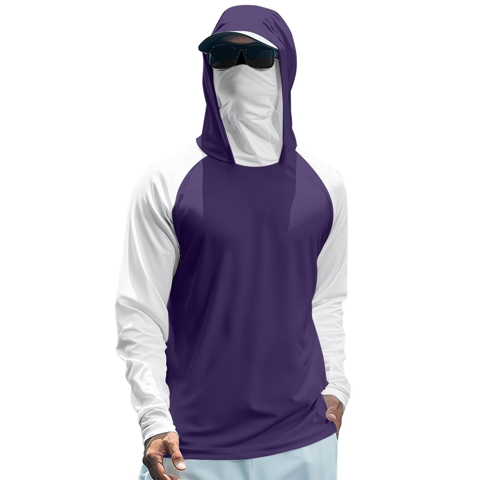 NominalSnug Mens Hooded Shirts Long Sleeve UV Protection Tops Quick Dry ...