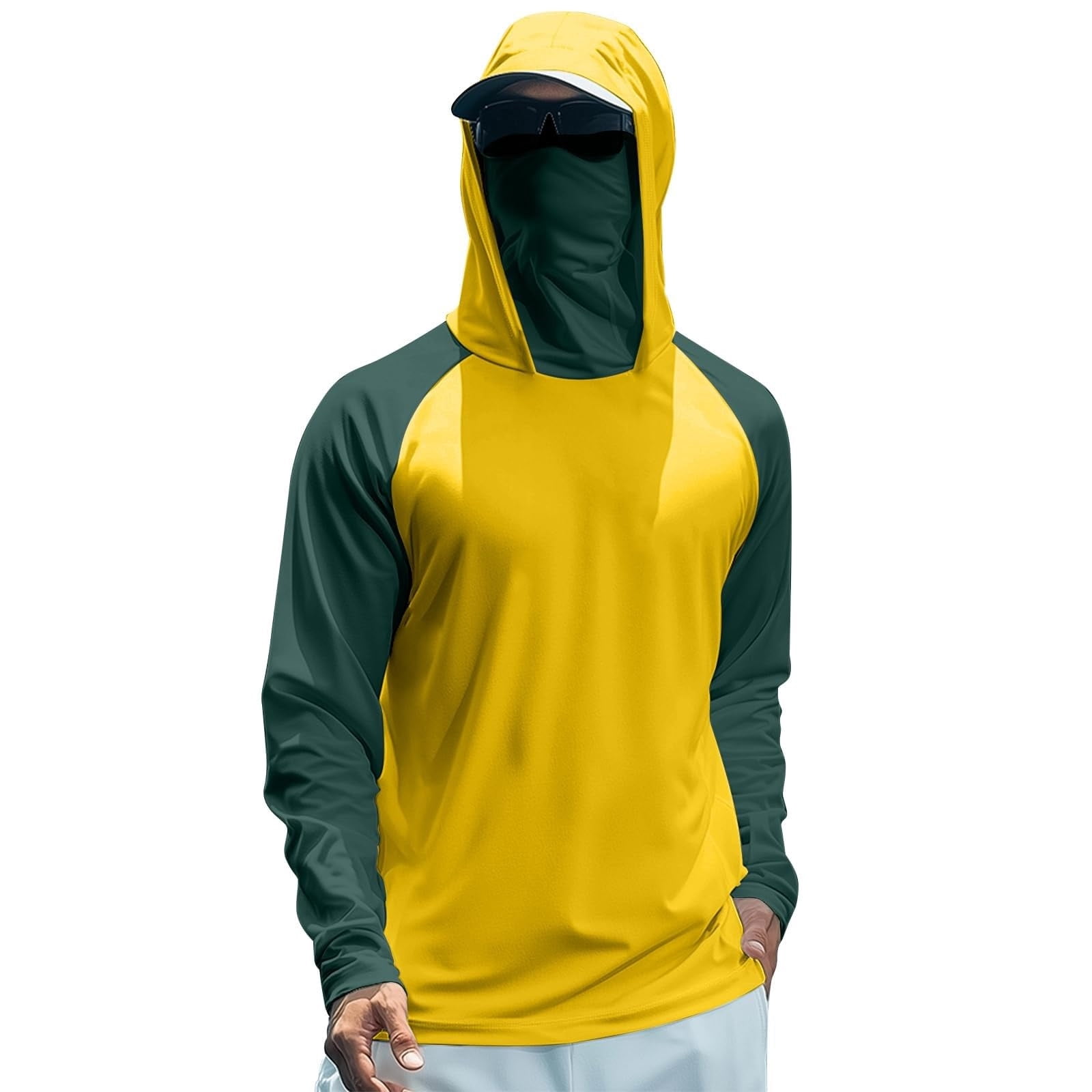 NominalSnug Mens Hooded Shirts Long Sleeve UV Protection Tops Quick Dry ...