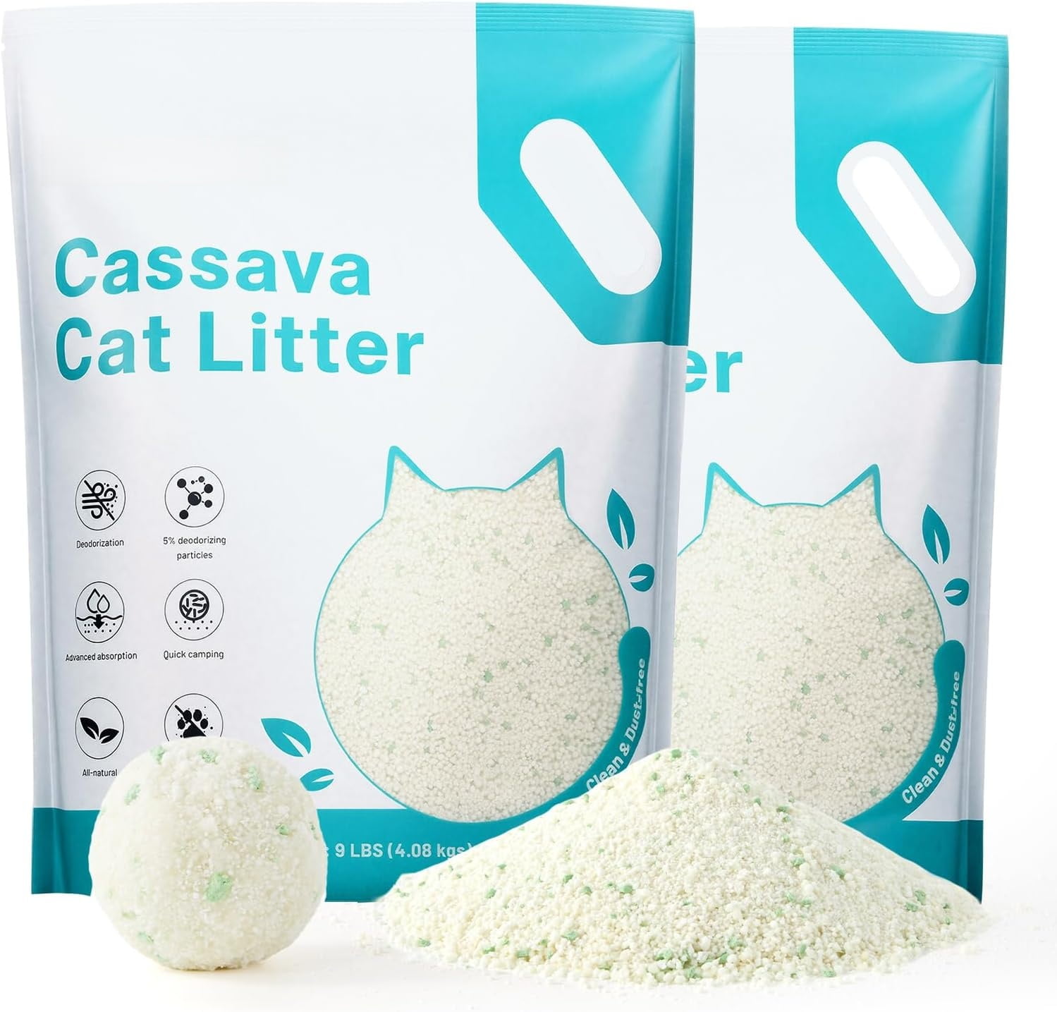 Nomipaw Cassava Cat Litter, 9LBS*2, Clumping, Odor Control, Low Dust ...