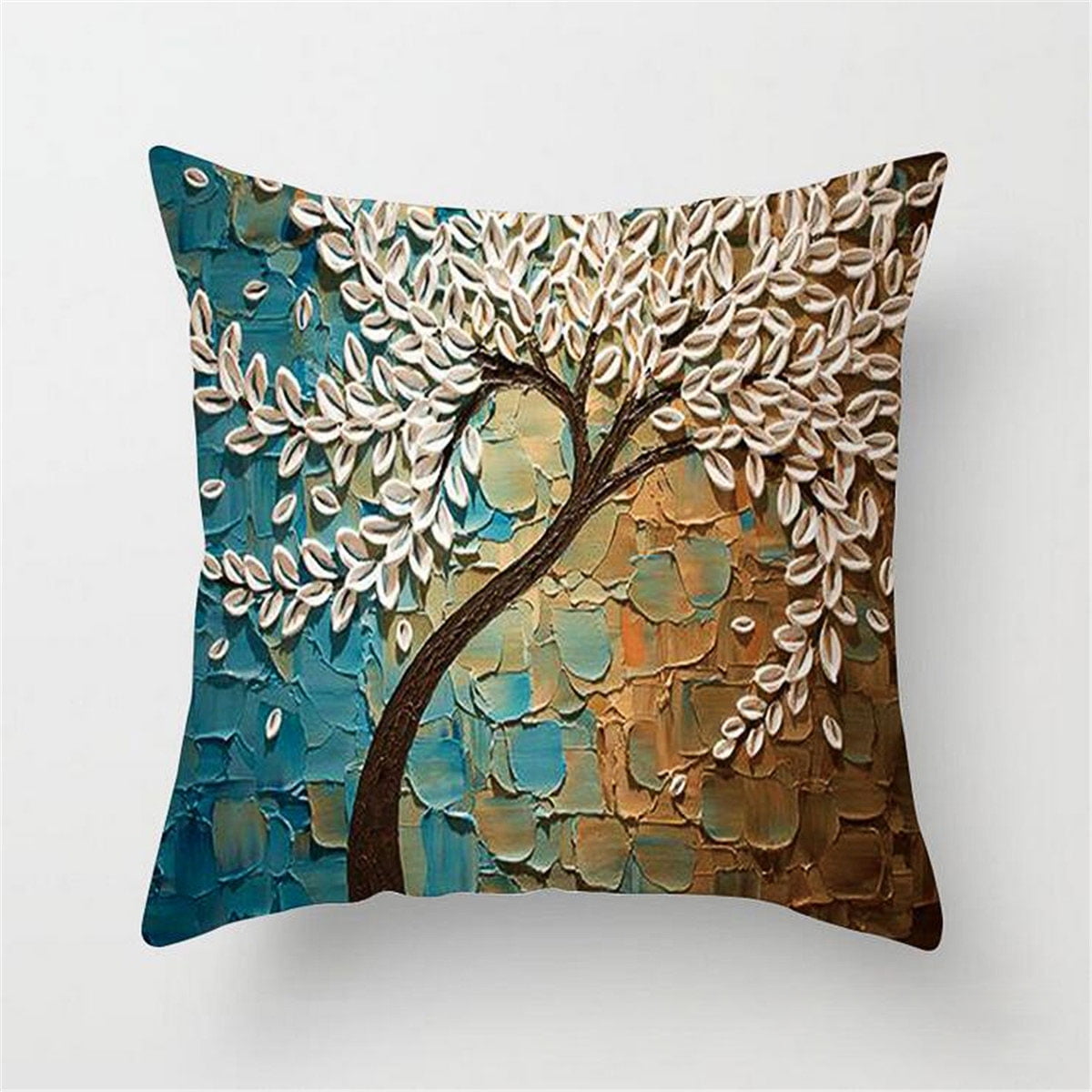 Non-3D Printed Oil Painting Tree Decorative Pillow Covers Abstract ...