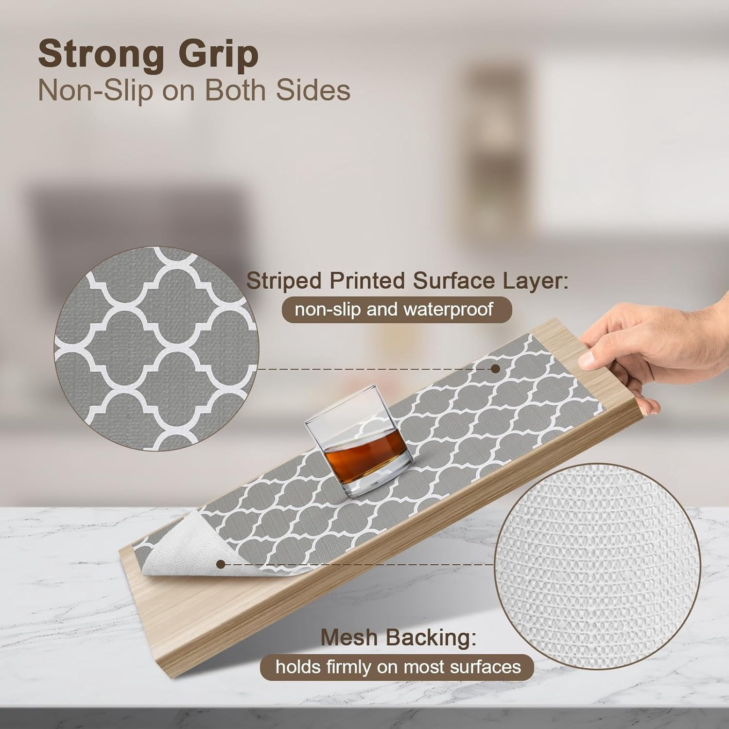 Non-Adhesive Drawer and Shelf Liner 17.5IN x 30FT，Non Slip Cabinet and ...