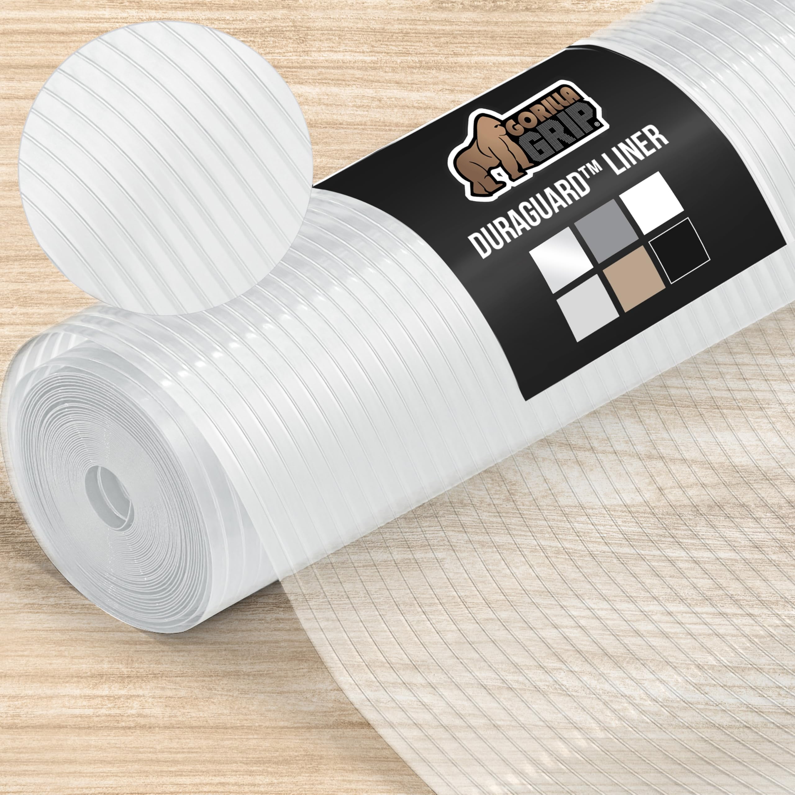Non-Adhesive Kitchen Shelf Liner, DuraGuard Ribbed Plastic Drawer Mat ...