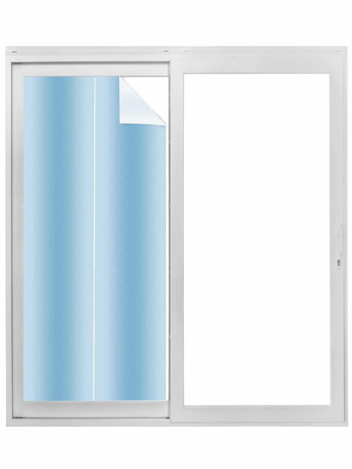 Non-Adhesive Static Cling Window Tint, Light Blue Ombre Window Privacy ...