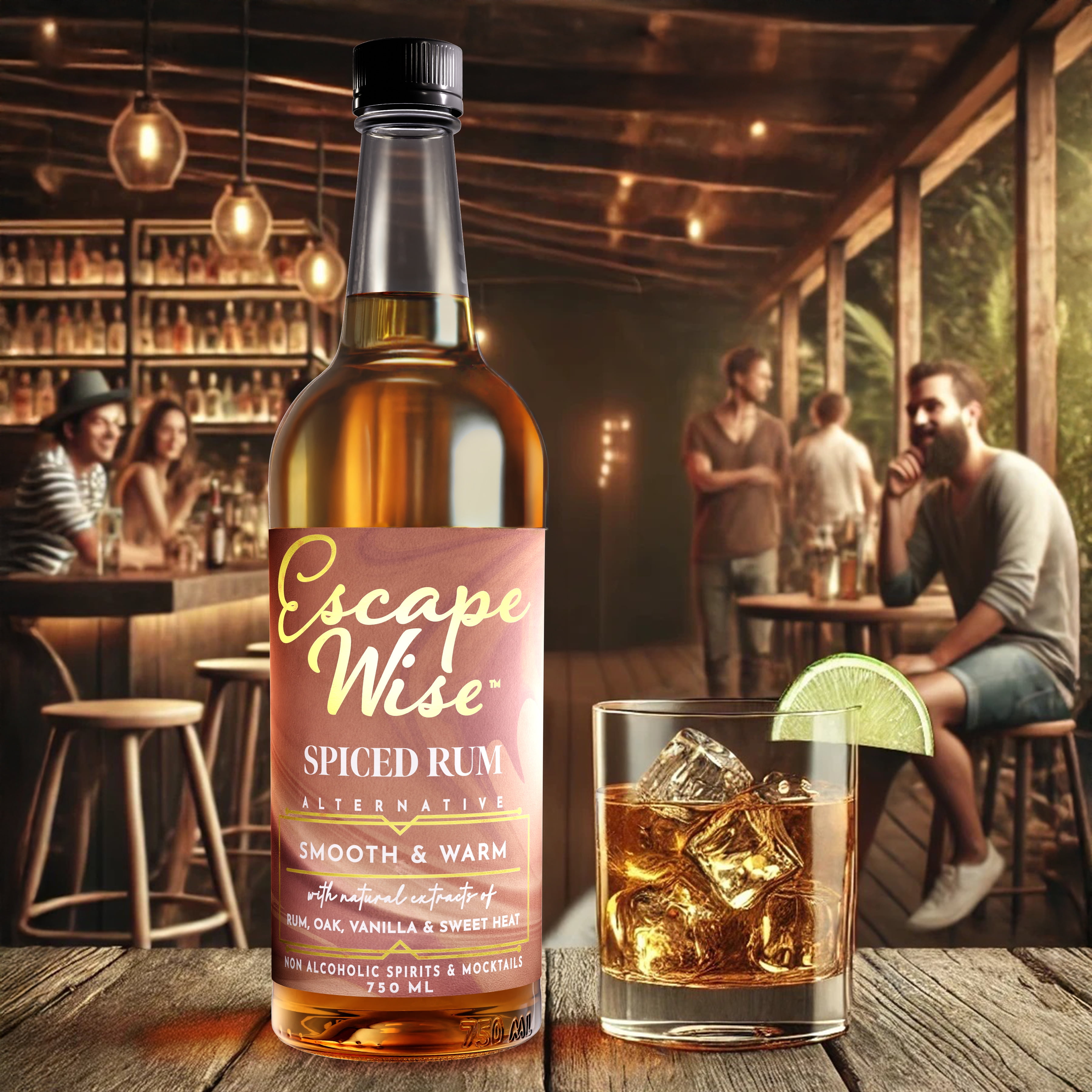 Escape Wise Mocktails Spiced Non-Alcoholic Rum Spirit - Flavored ...