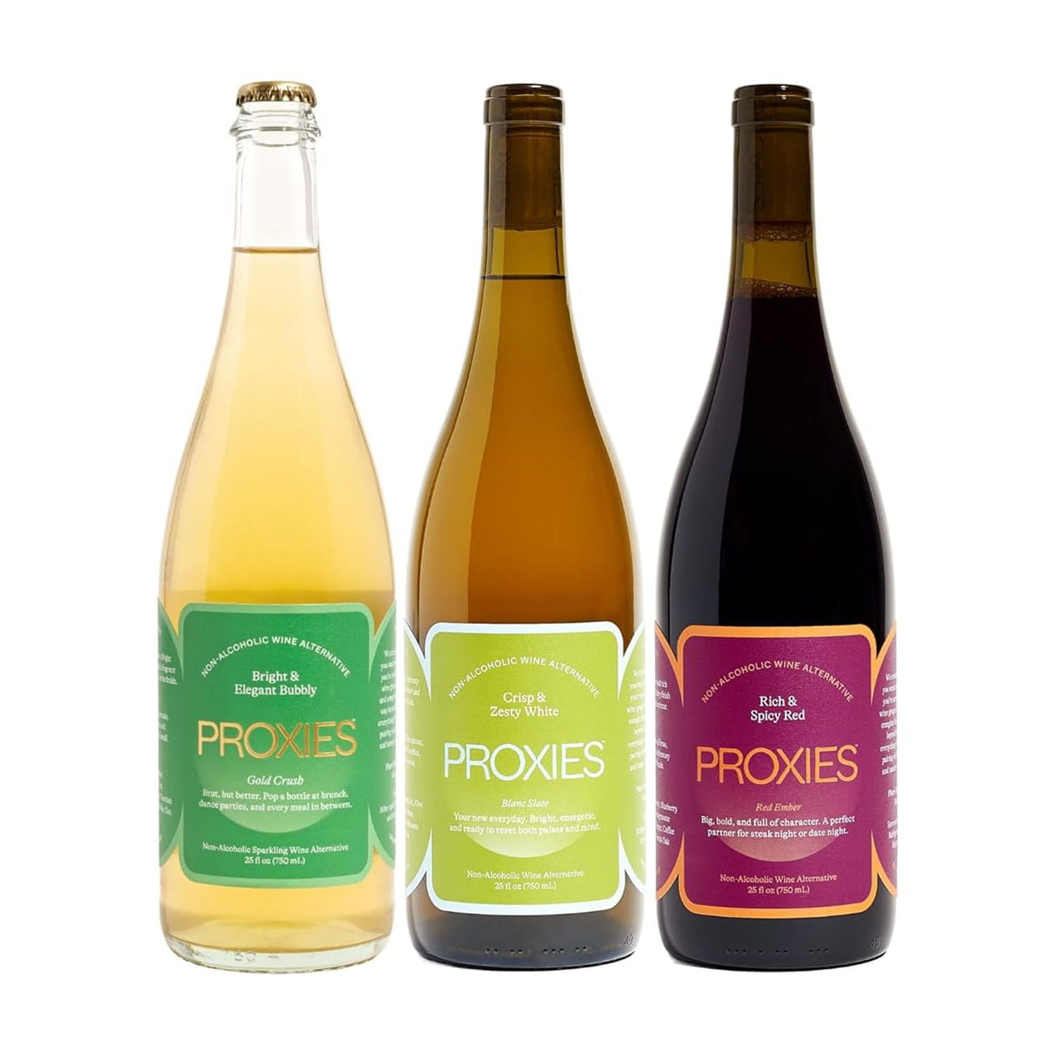 Non-Alcoholic Wine Alternative Starter Trio Gift Set 3-Pack (1 Blanc Slate, 1 Gold Crush, 1 Red ...
