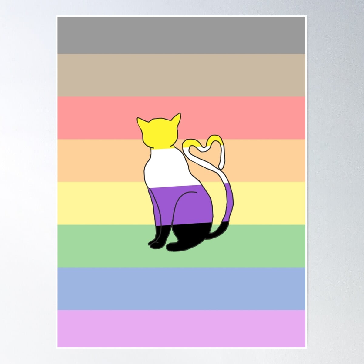 Non-Binary Cat Poster Wall Art, Modern Wall Decor For Living Room Bedroom, 24x36 UNFRAMED ...