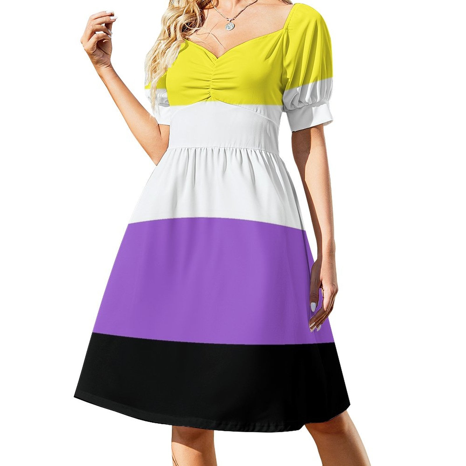 Non-Binary Gender Pride Color Scheme Sleeveless Dress Bridesmaid dress woman women party dresses ...