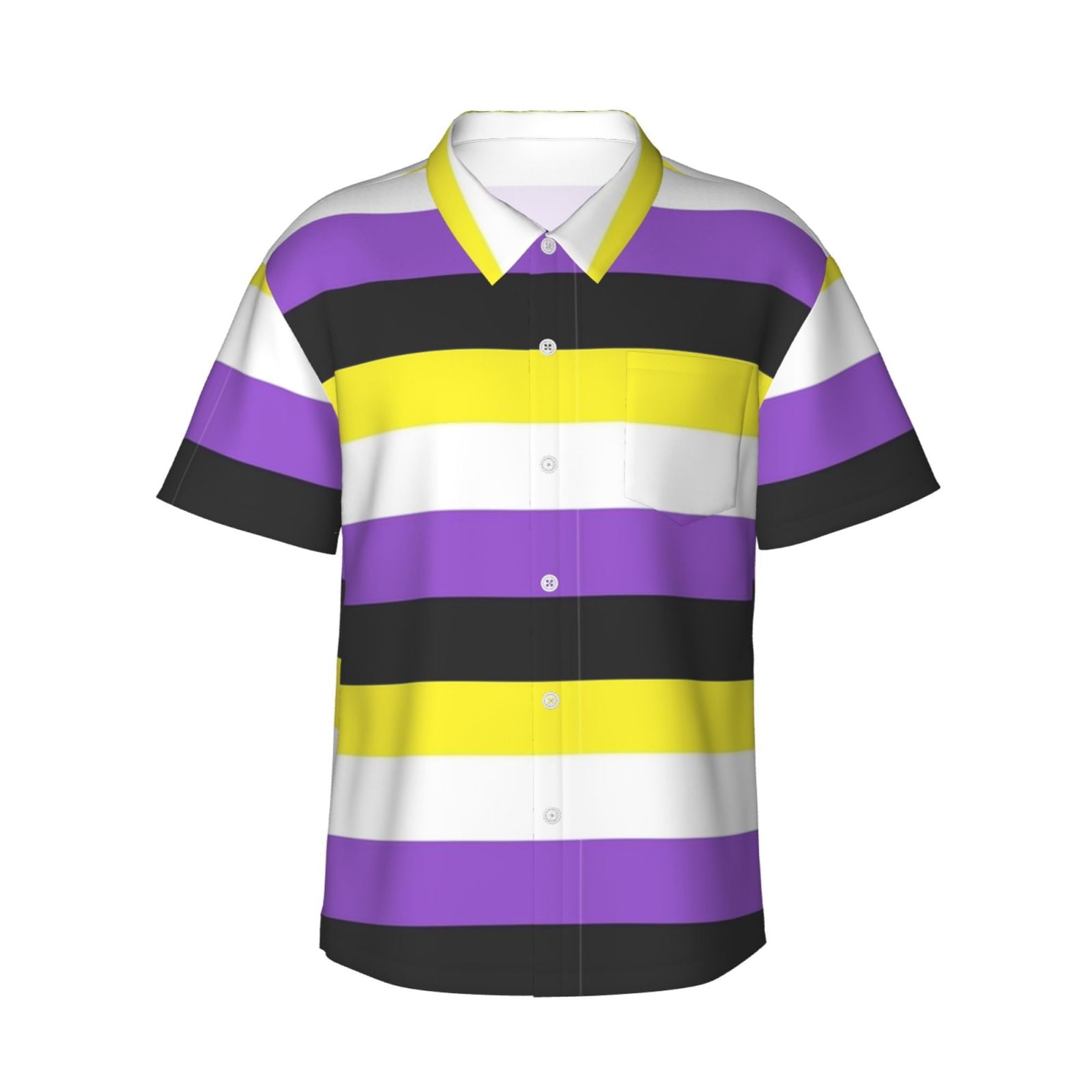 Non Binary Pride Flag Mens Hawaiian Shirt Button Down Short Sleeve ...
