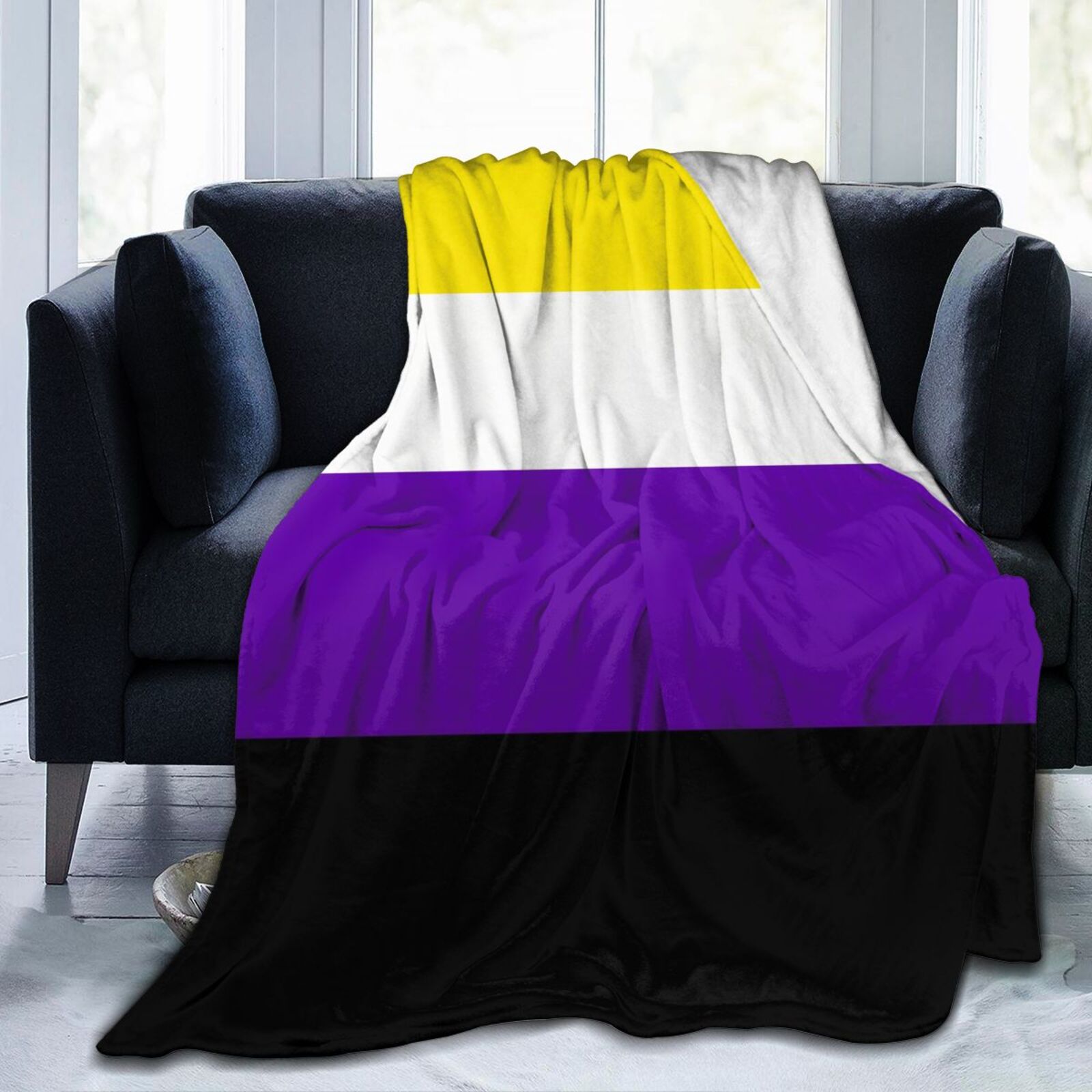 Non-Binary Pride Flag Throw Blanket Soft Cozy Warm Durable Fuzzy ...