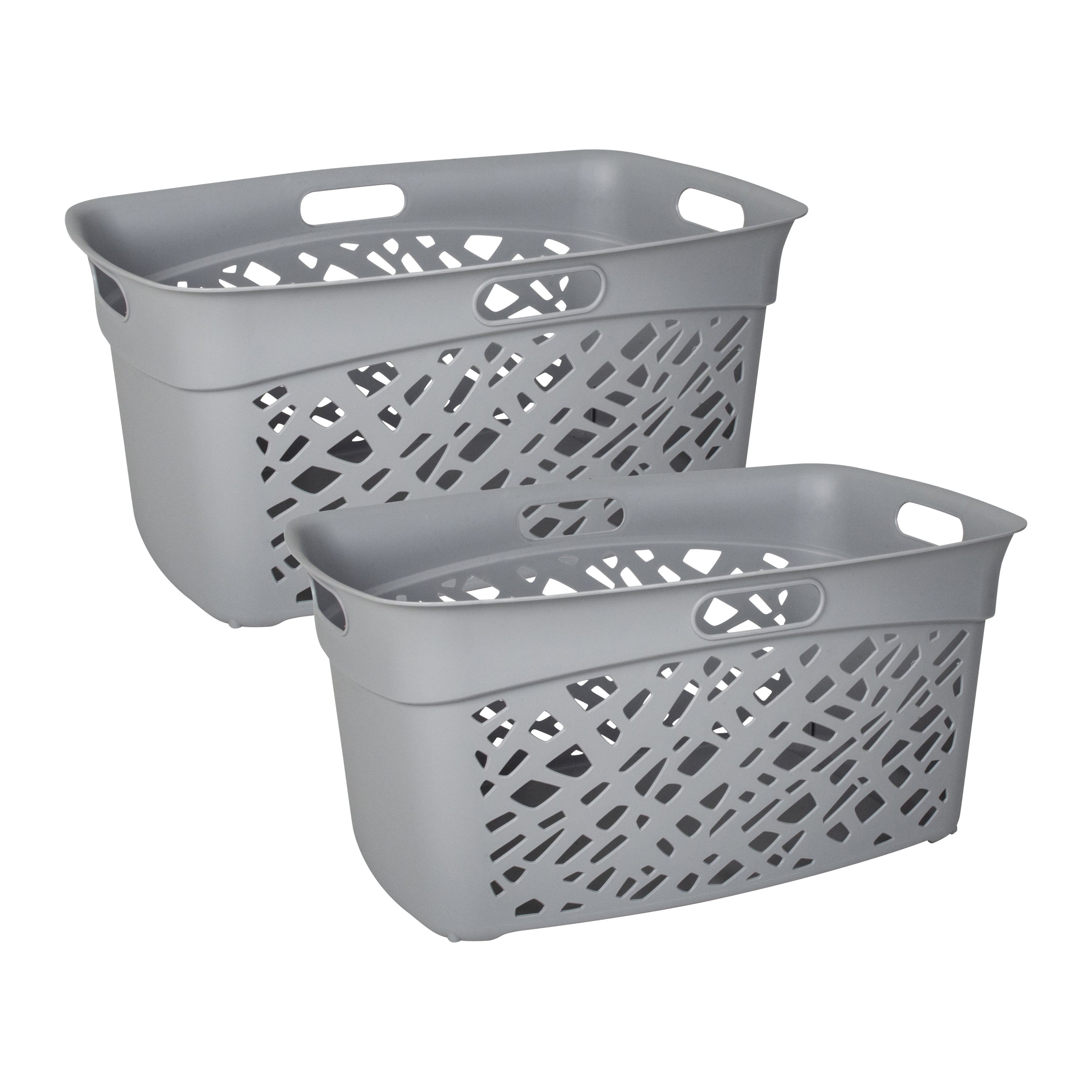 Non-Breakable Mosaic Laundry Basket, 2-Pack 45L - Dark Gray, Decorative ...
