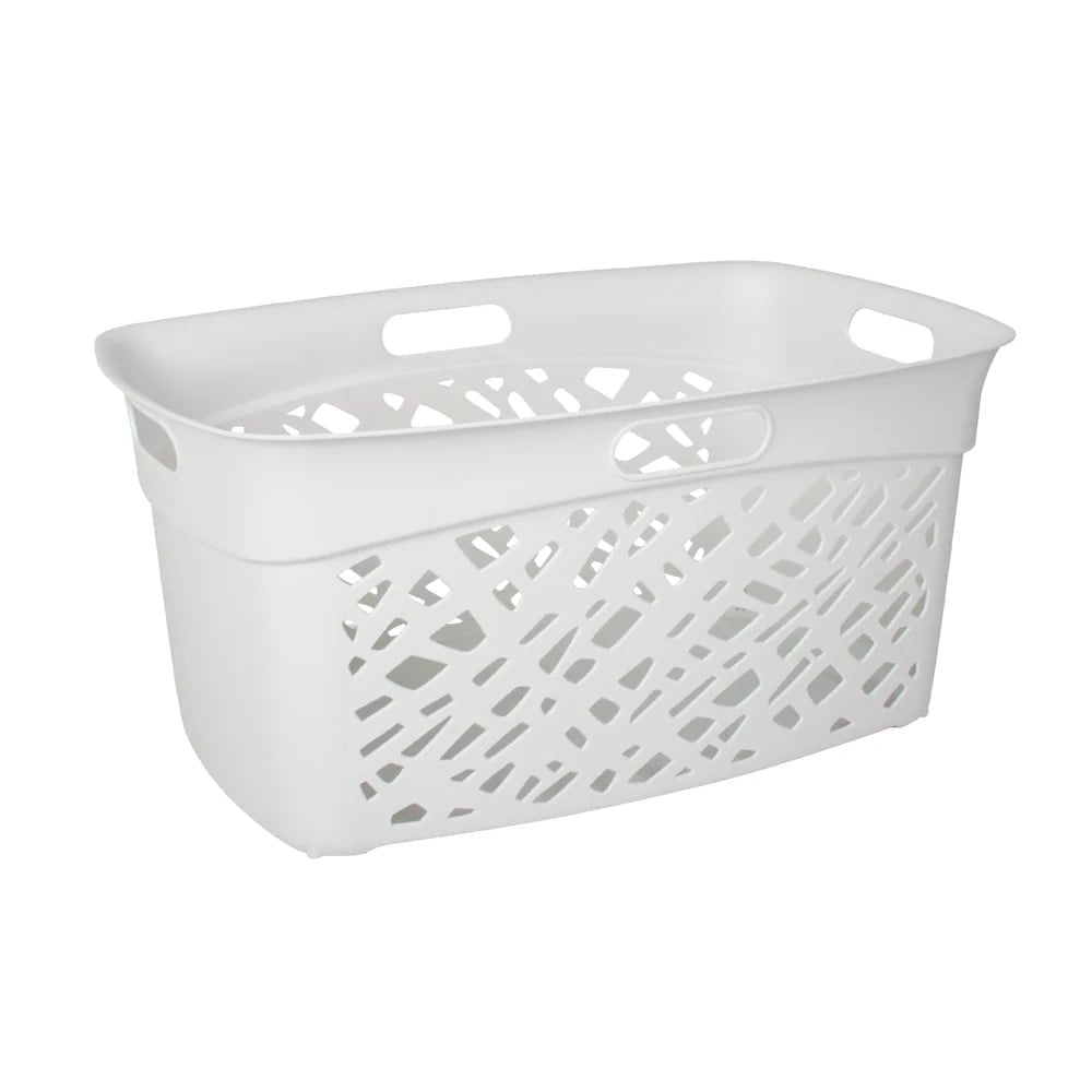 Non-Breakable Mosaic Laundry Basket, 45L -Misty White, Decorative ...