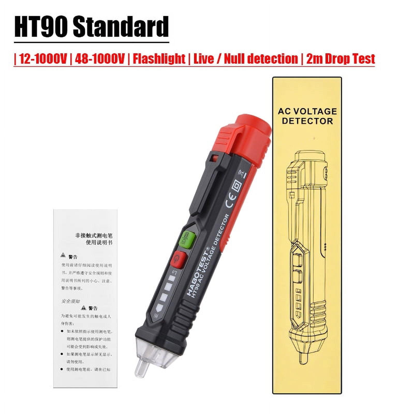 Non Contact AC Voltage Detector Tester Pen Voltage Indicator Wall Plug ...